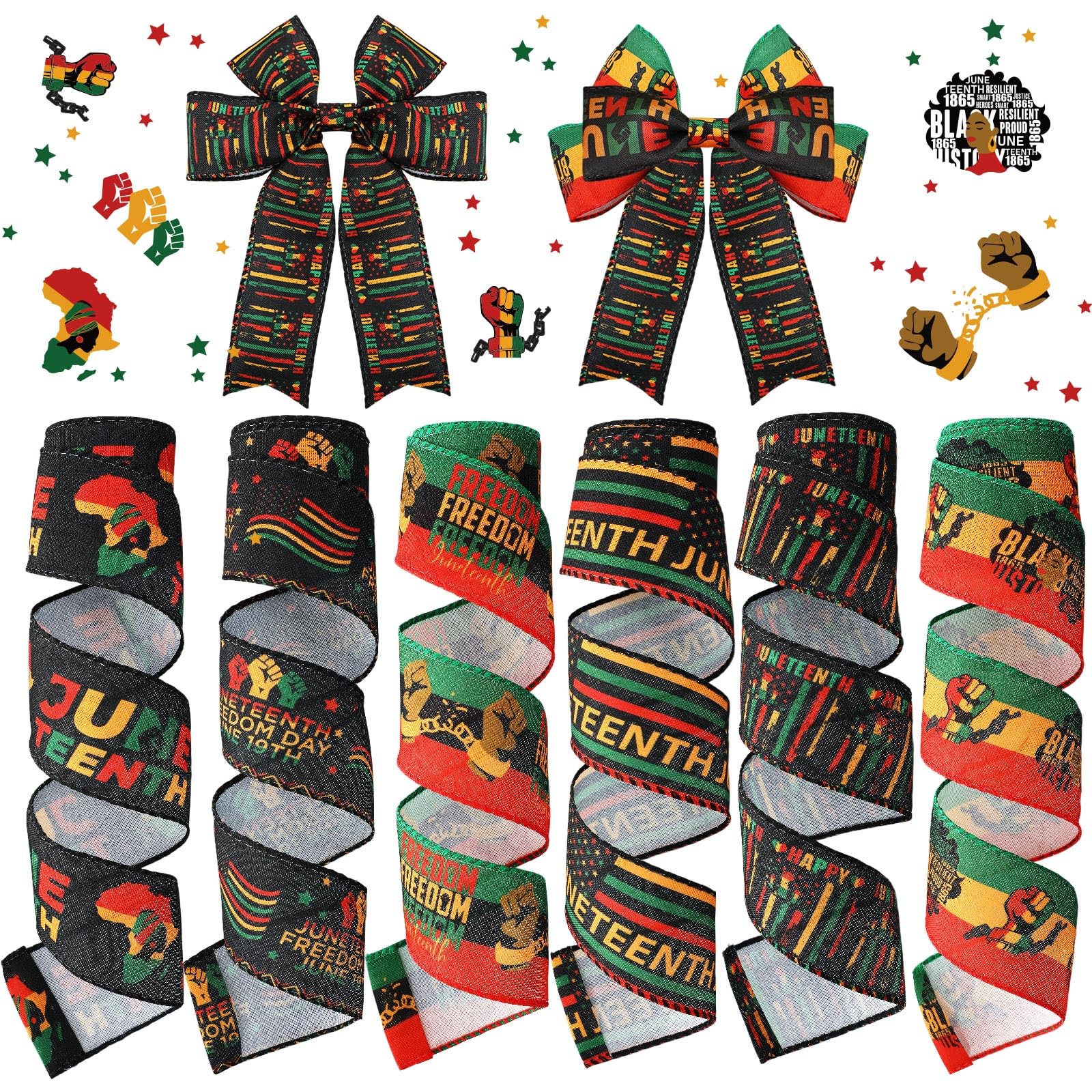 Snapklik.com : Yuxung 6 Rolls 30 Yards Juneteenth Ribbons Wired Edge ...