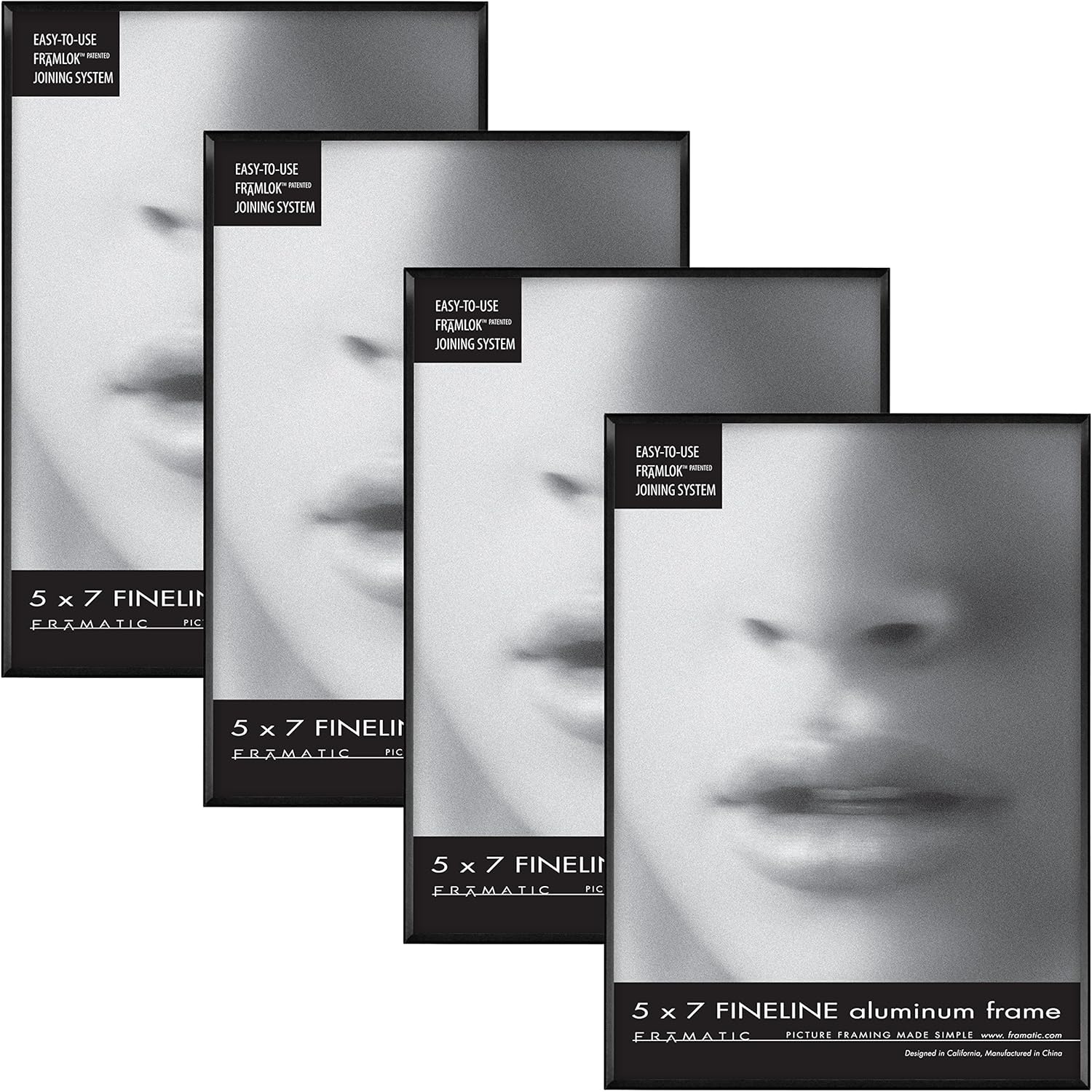 Amazon.com: MCS Framatic Fineline Aluminum Frame, Black, 5 x 7 in, 4 pk ...