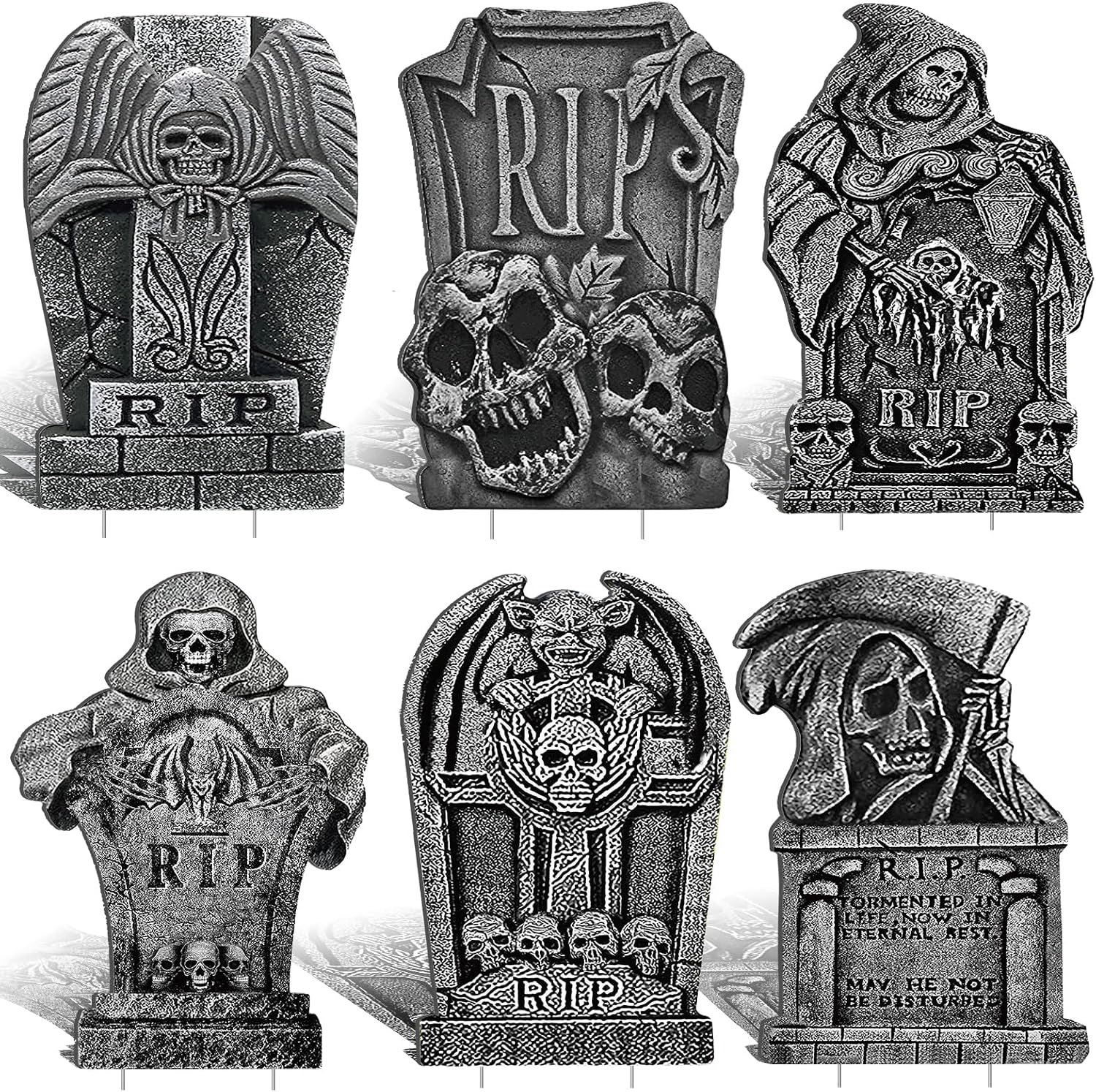 Amazon.com : Halloween Tombstones Decor Graveyard Decorations with ...