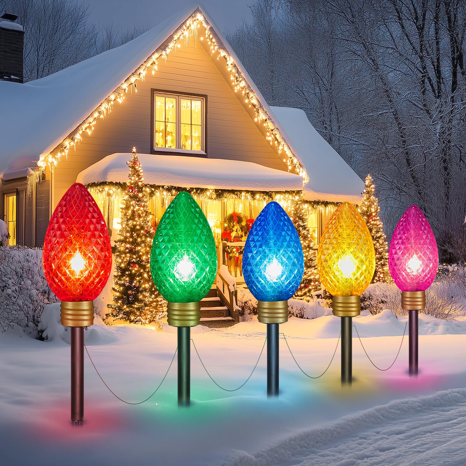 Moonflor Strawberry Super Jumbo Christmas Lights Outdoor - 11FT 5 LED ...