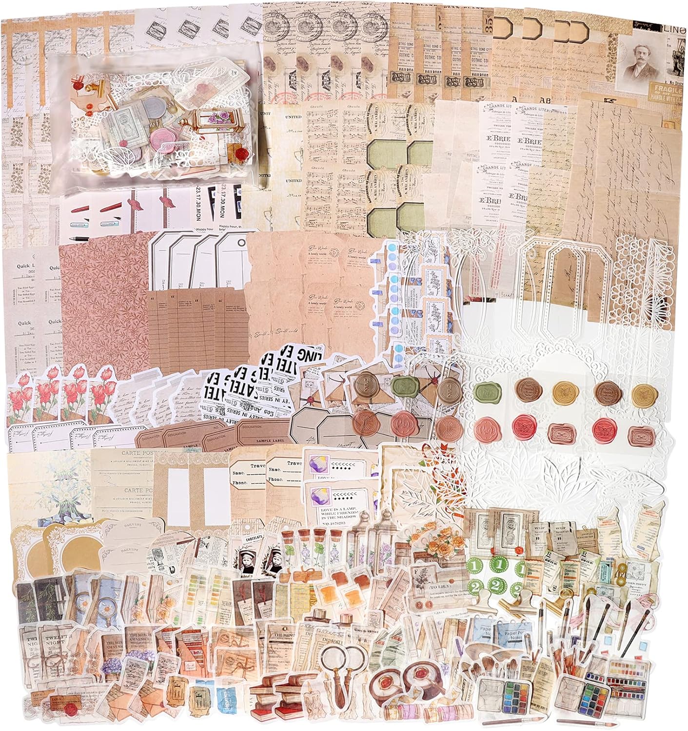 Draupnir 260 Pieces Vintage Scrapbooking Stickers Paper Pack ...