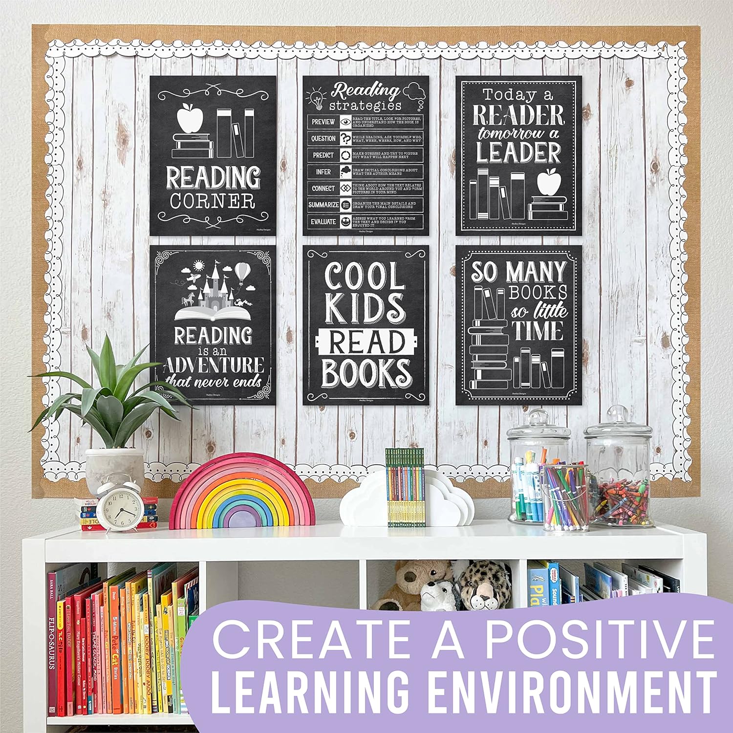 Buy 6 Black & White Reading Posters For Classroom Library Decorations ...