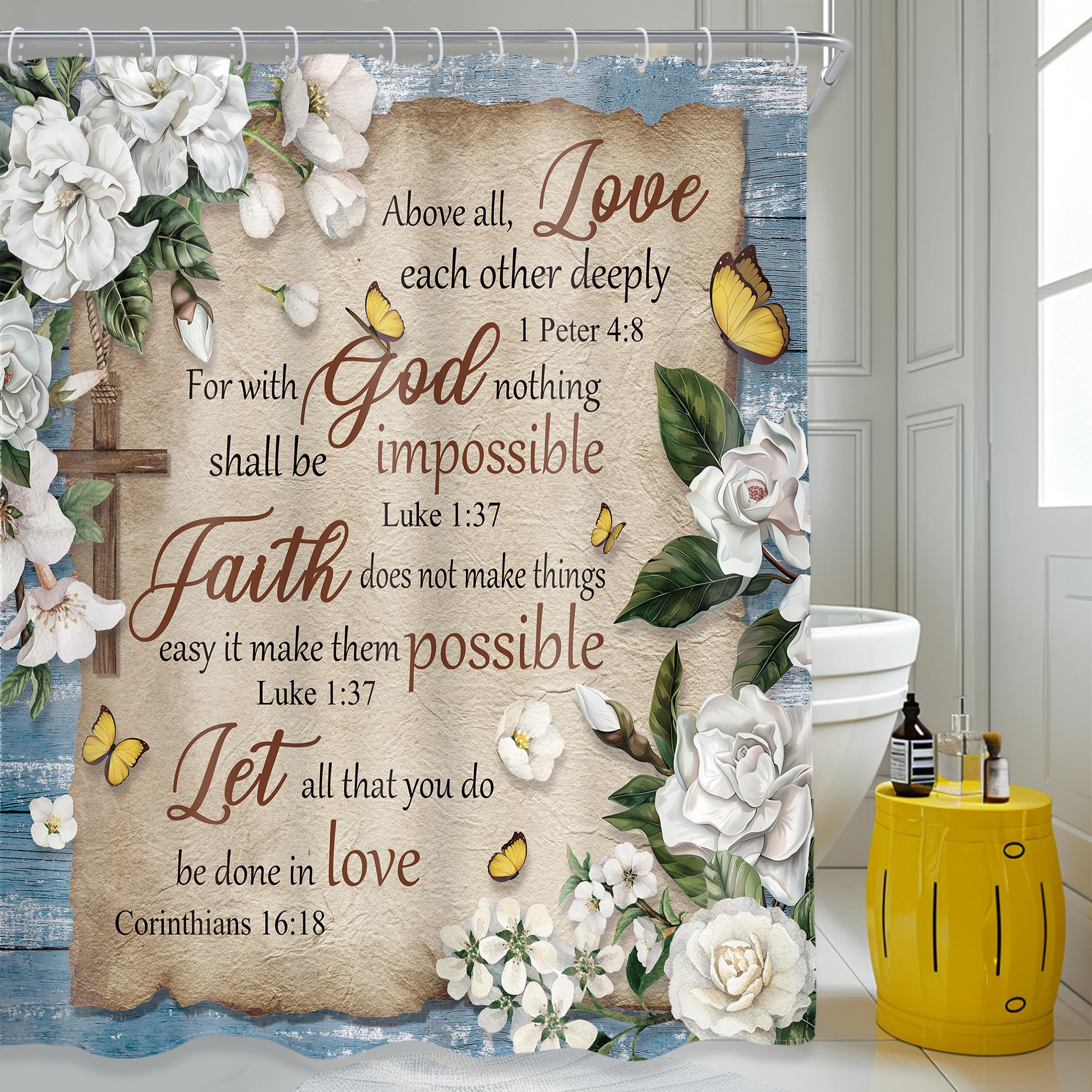 Amazon.com: AMBZEK Bible Verse Floral Shower Curtain 72Wx72L Inch ...