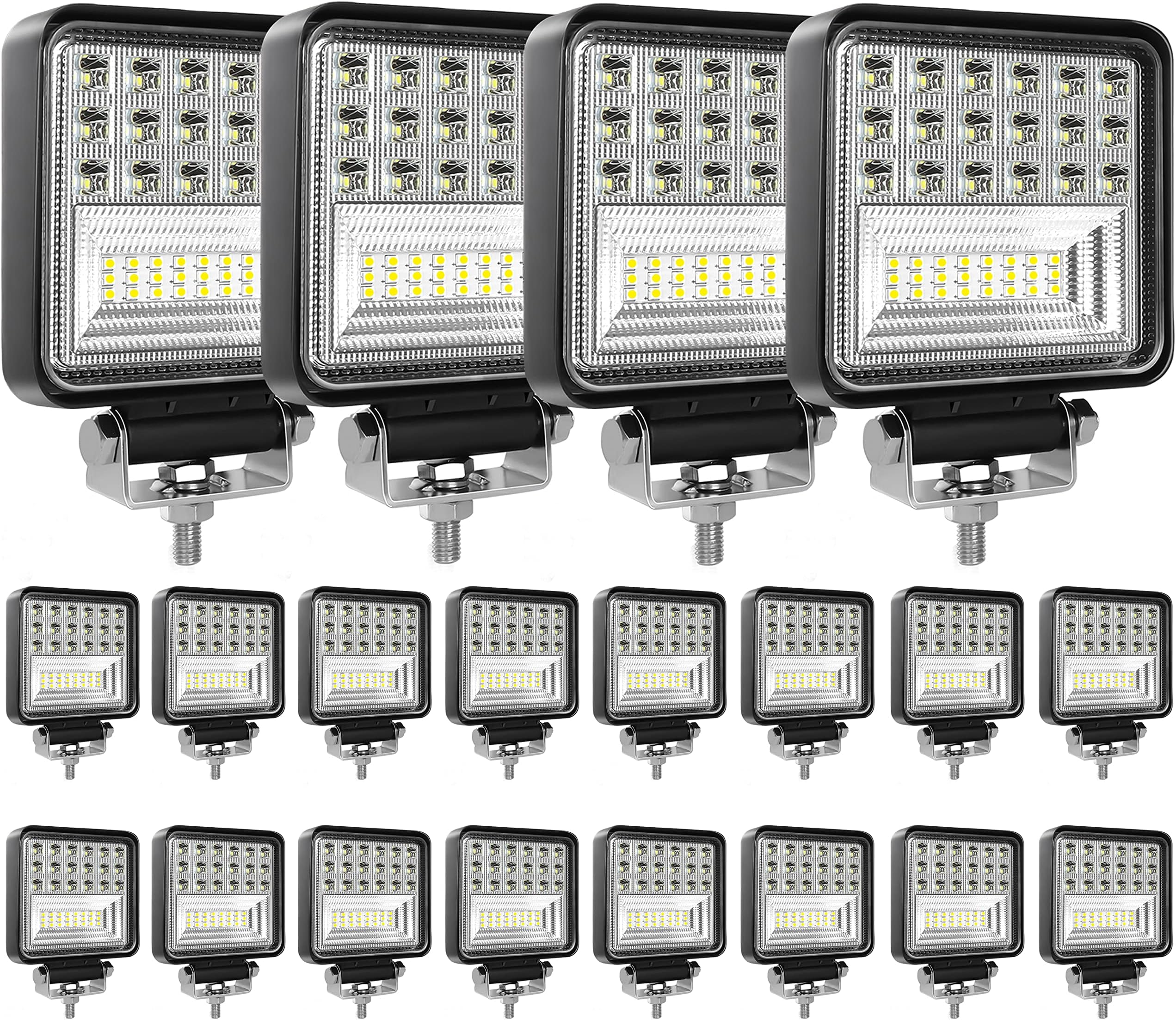 Amazon.com: MUVKQC LED Work Lights for Truck,20PCS 4INCH 126W Square ...