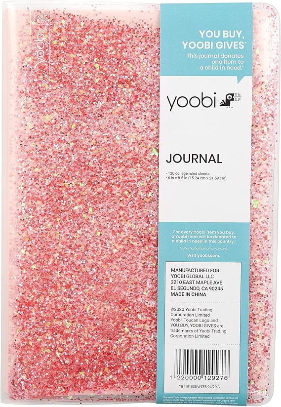 Amazon.com : Yoobi | Journal with Liquid Glitter Cover | 6" x 8.5 ...