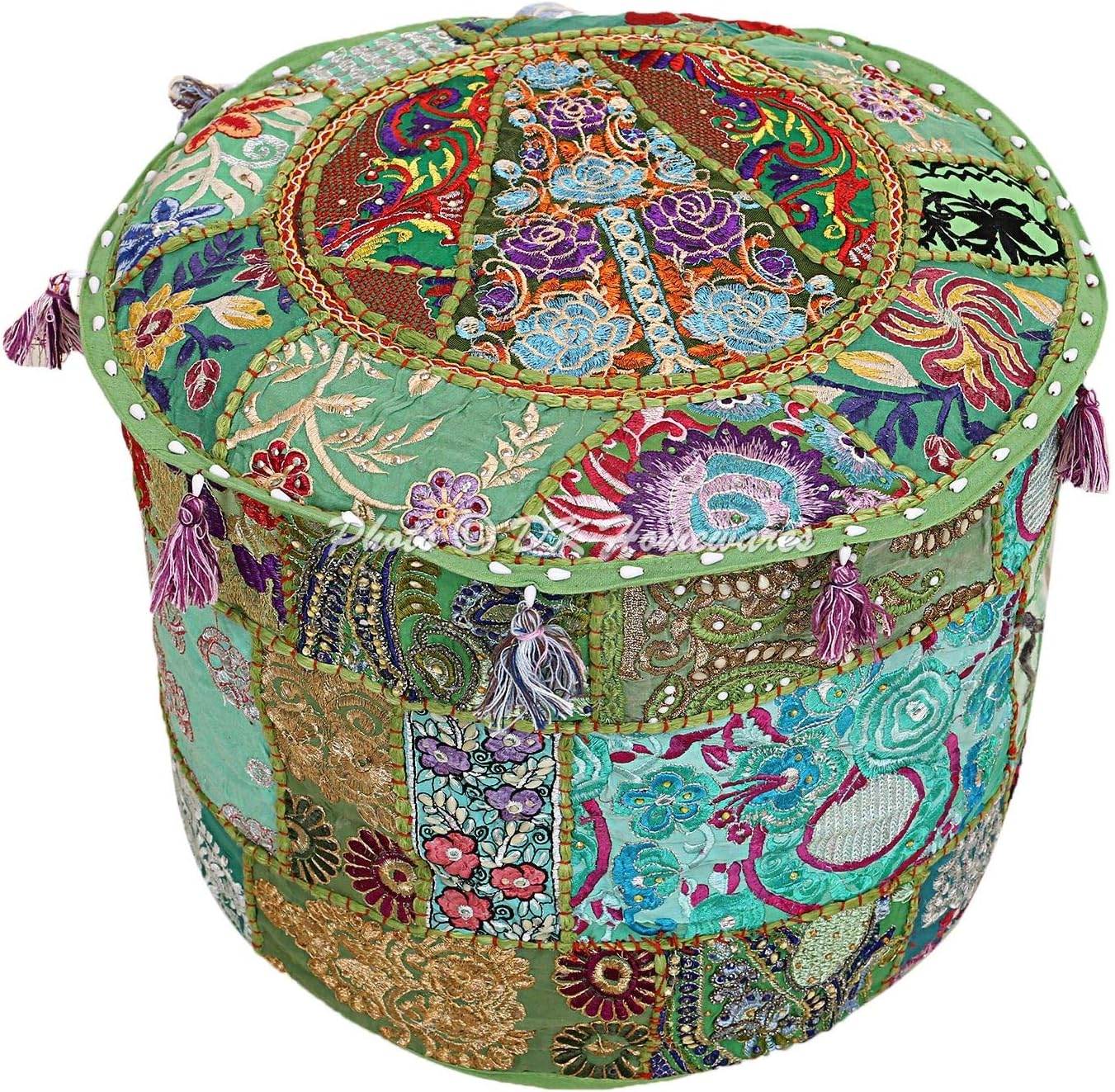 Amazon.com: Stylo Culture Decorative Bohemian Patchwork Pouf Cover ...