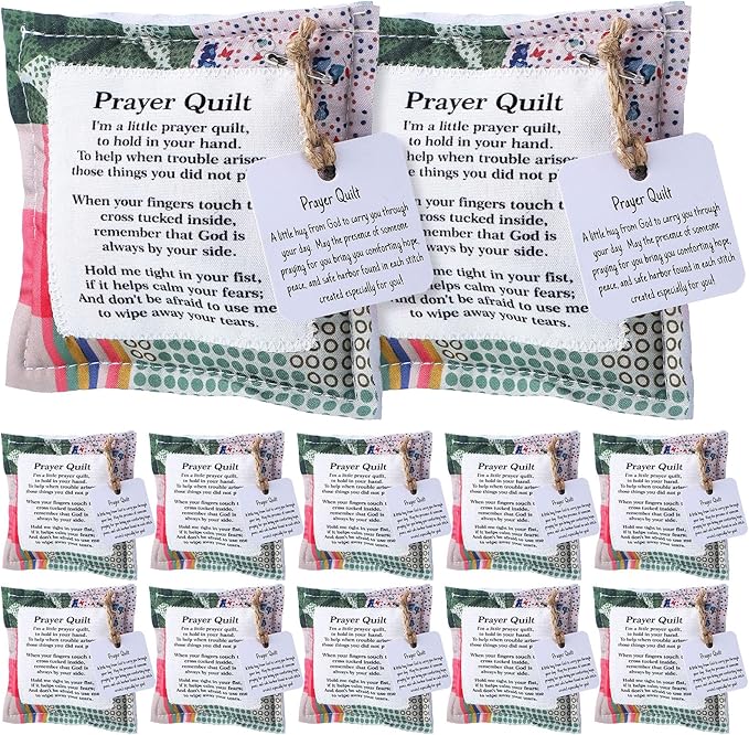 Amazon.com: Fanfanwin 12 Pcs Mini Prayer Quilt with Cross Inside, Bulk ...