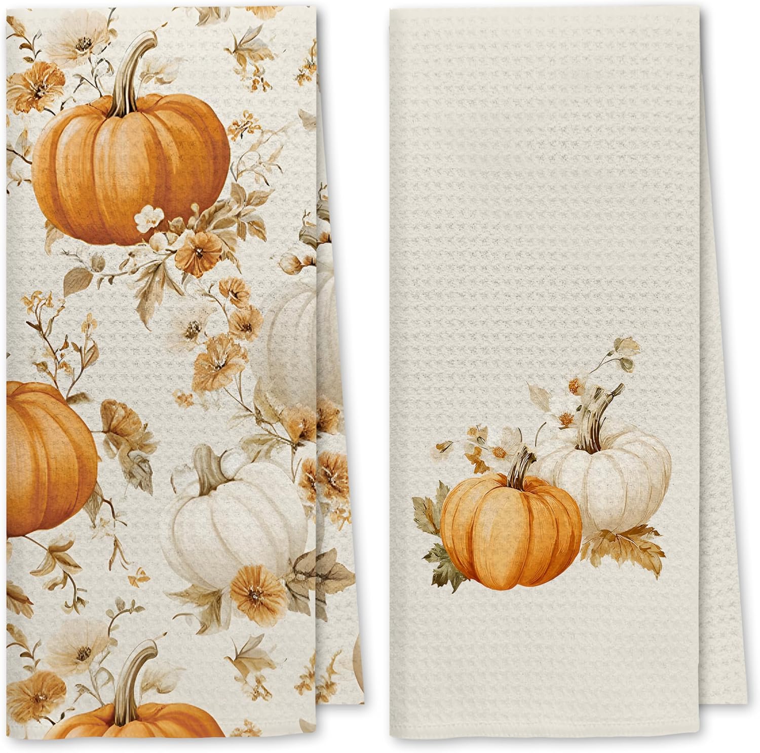 Amazon.com: Dibor Fall Pumpkin Kitchen Towels Dishcloth Set of 2, Fall ...