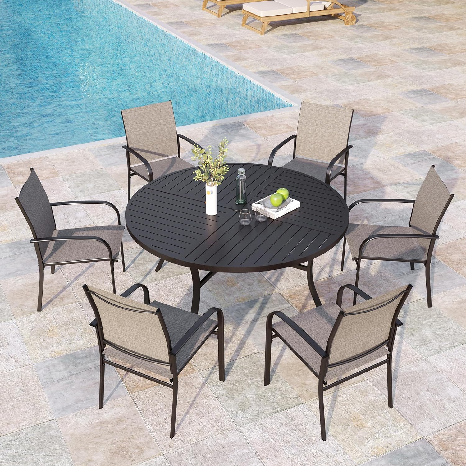 Amazon.com: MIXPATIO 7 Pieces Outdoor Table and Chairs, Patio Dining ...