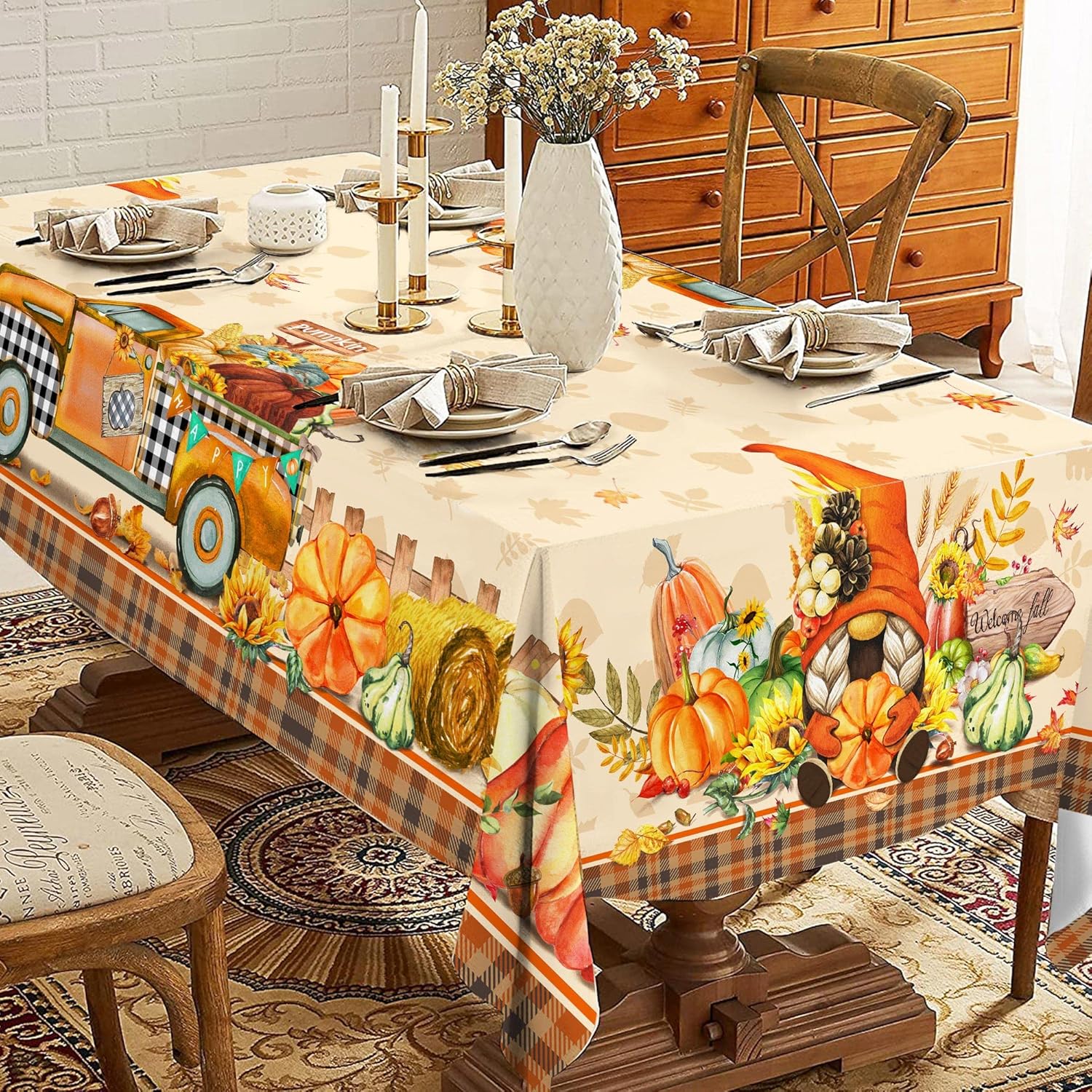 Amazon.com: Fall Tablecloths for Rectangle Tables 60x84 Inches, Pumpkin ...