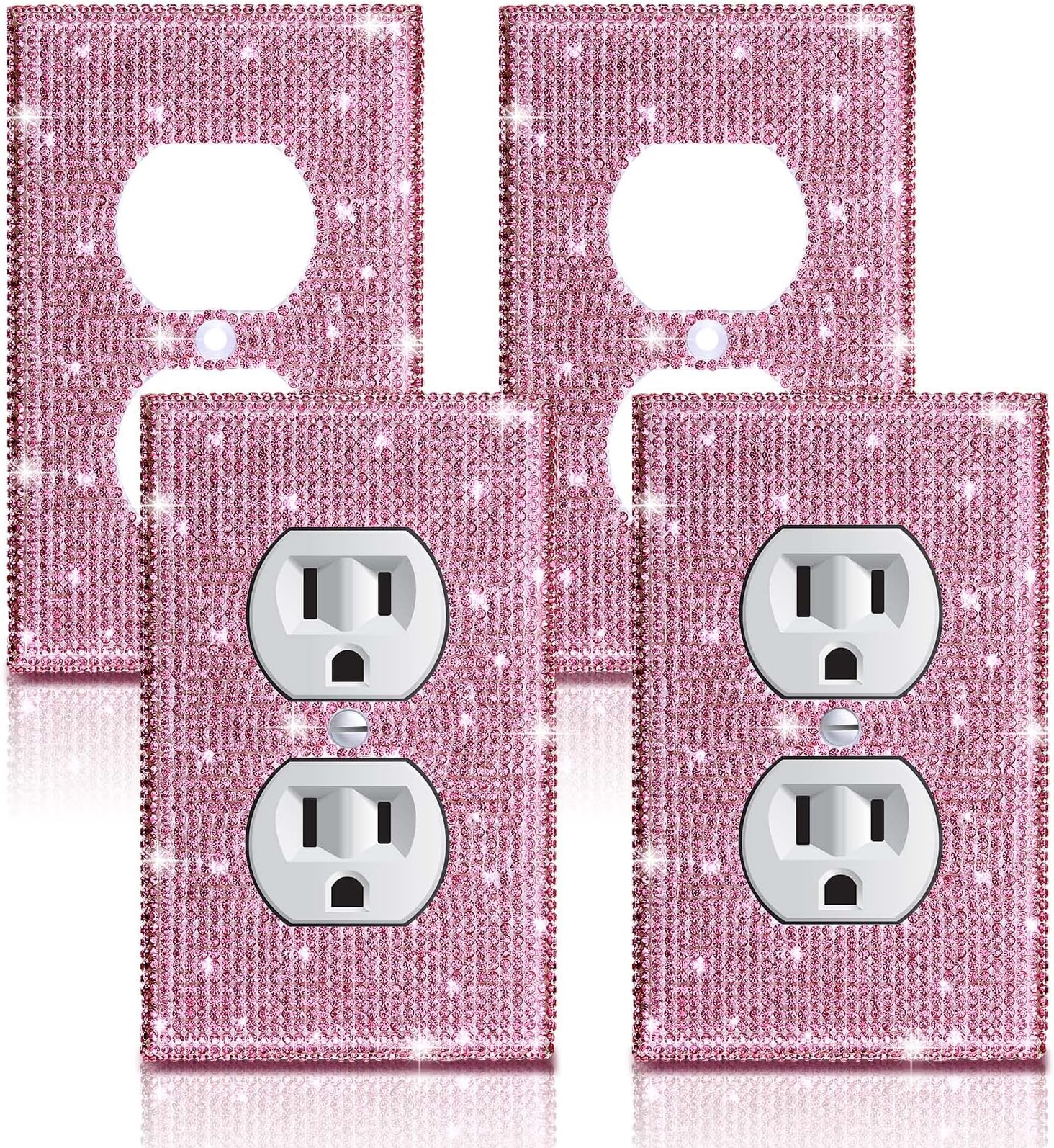 4 Pcs Shiny Rhinestones Wall Plate Light Switch Cover Outlet Covers ...