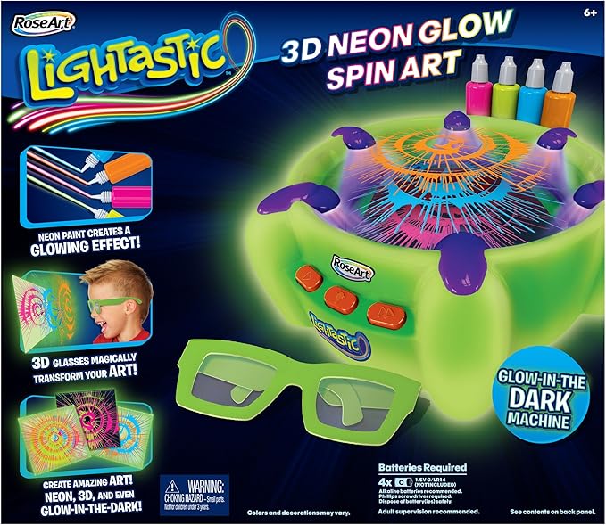 Amazon.com: RoseArt Lightastic 3D Neon Glow Spin Art : Toys & Games