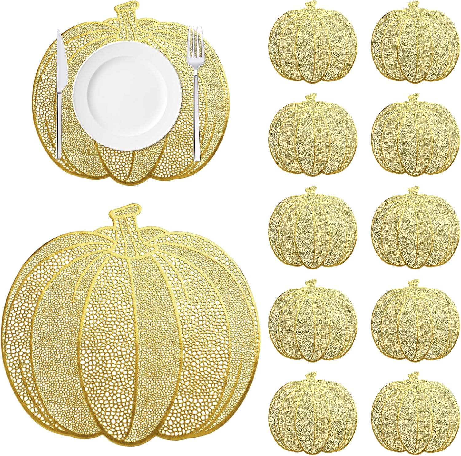 Amazon.com: Pumpkin Placemats Set of 12,Gold Harvest Placemat Fall ...