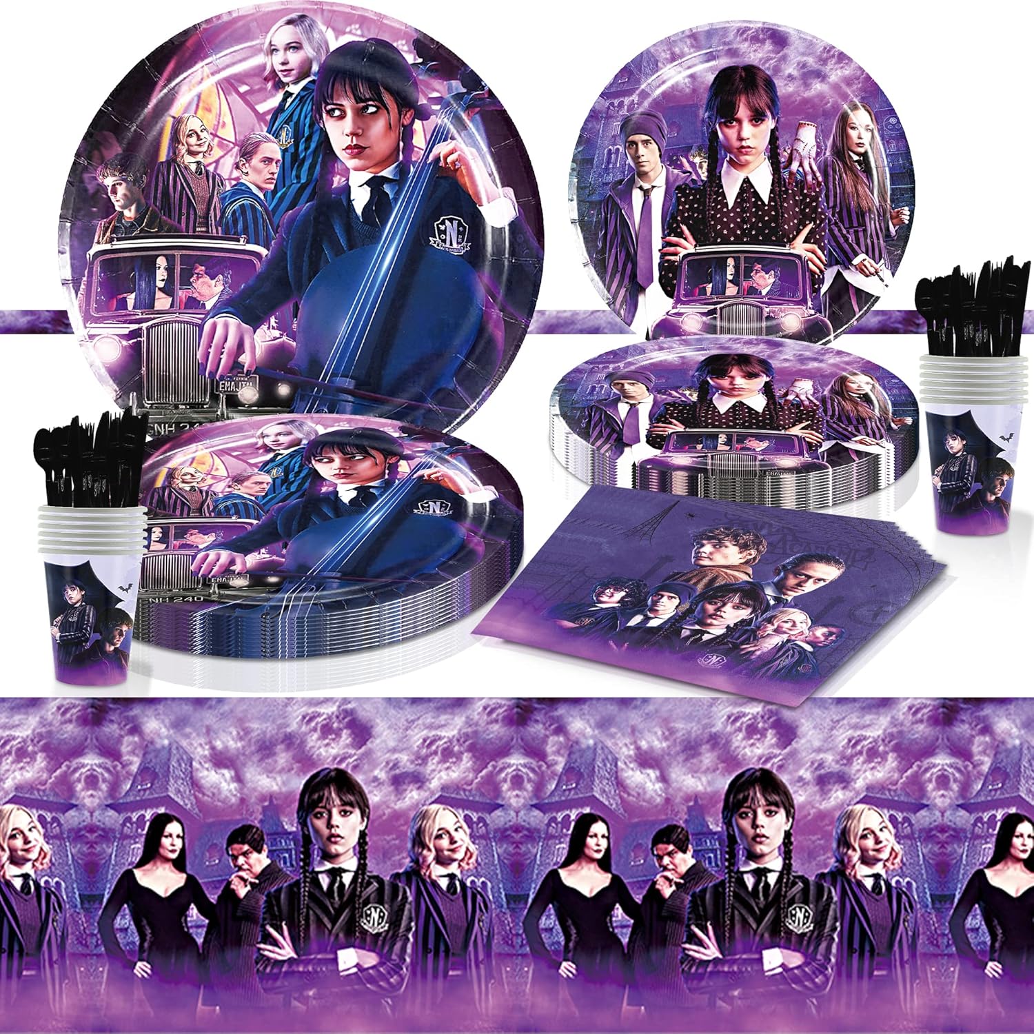 Amazon.com: YLPDYP 141 Pcs Wednesday Party Supplies Addams Birthday ...