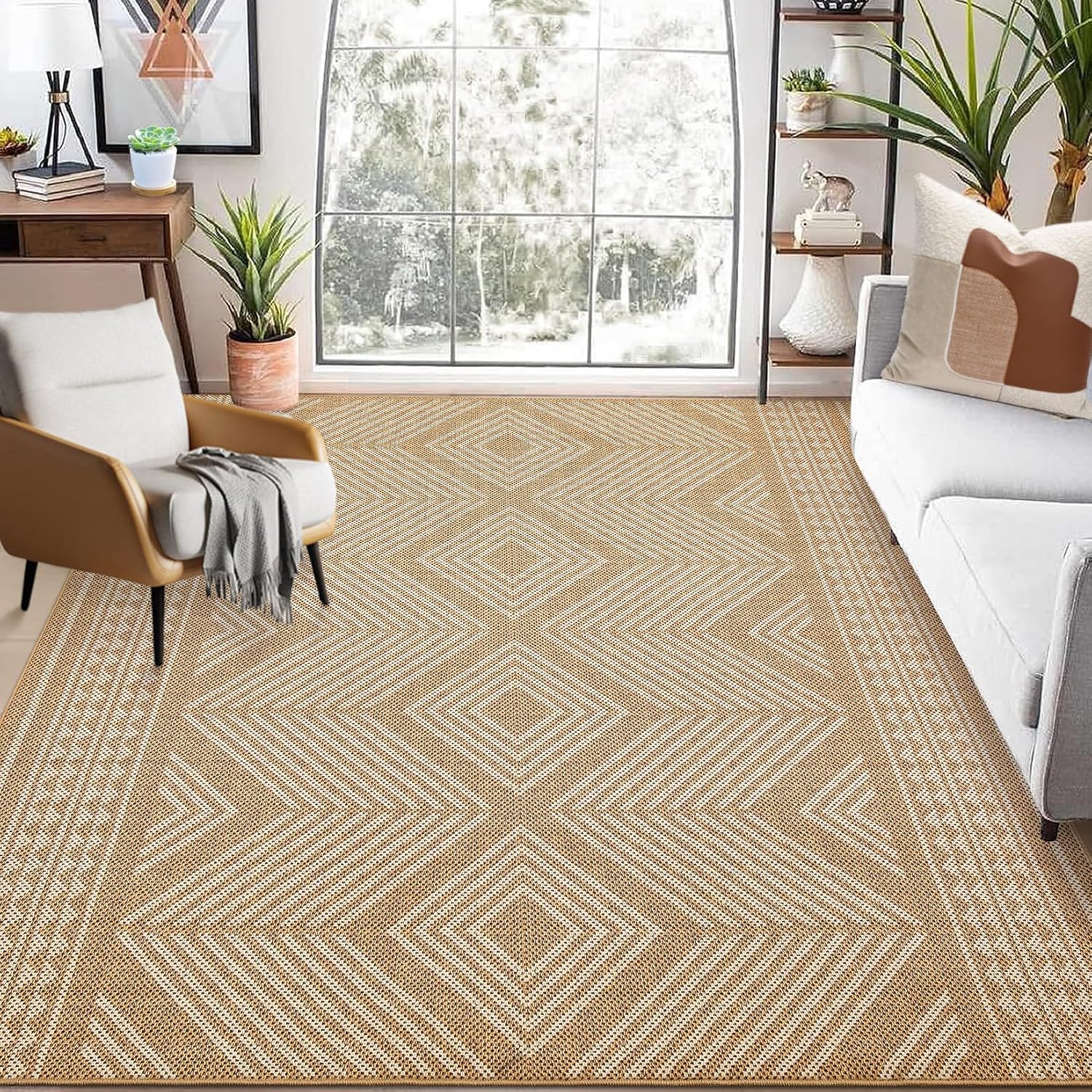 Amazon.com: MilleLoom Washable Area Rug 9x12, Geometric Tribal Modern ...