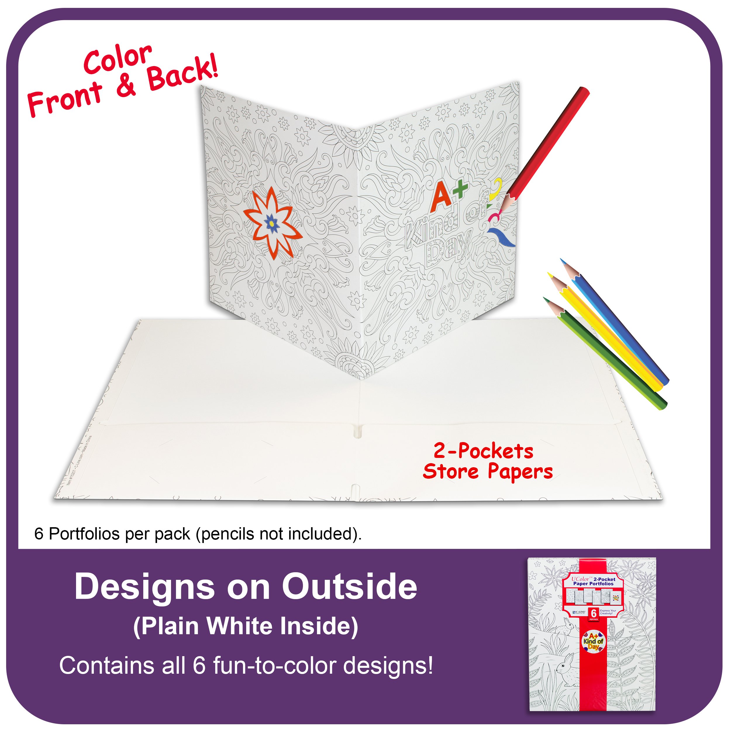 Snapklik.com : C-Line UColor Two Pocket Coloring Folders, Set Of 6 ...