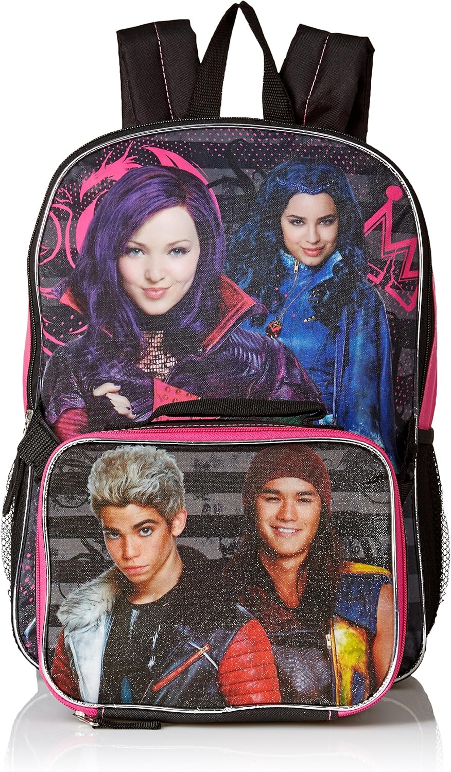 Disney Descendants Backpack with Lunch Kit, Hot Pink/Black (Multi ...