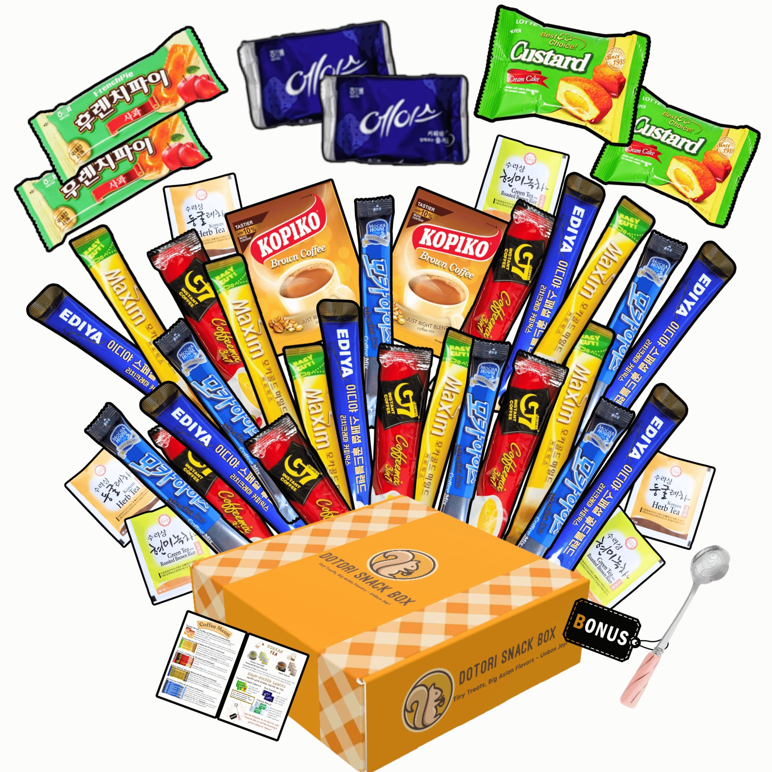 Amazon.com : Premium Asian Instant Coffee Sampler with Korean Snacks ...