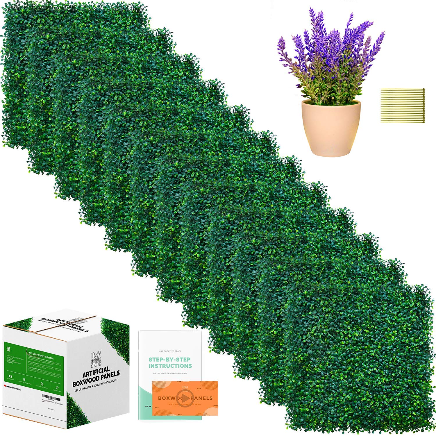 Buy CREATIVE SPACE Artificial Grass Wall Panels Wedding Backdrop 12 PCS ...