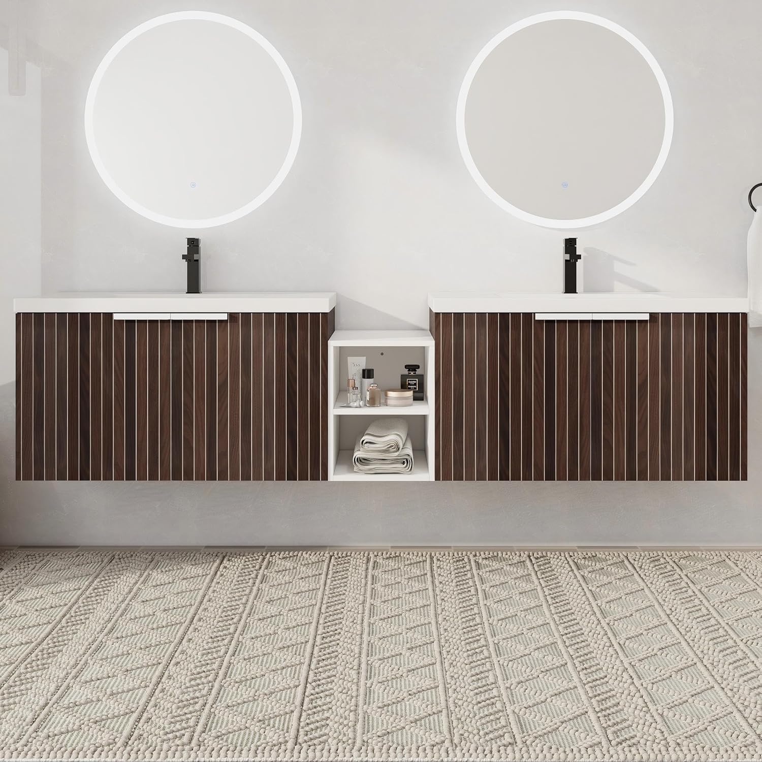 84 Inch Floating Vanity, 84" Bathroom Vanity with Sink, Double Sink ...