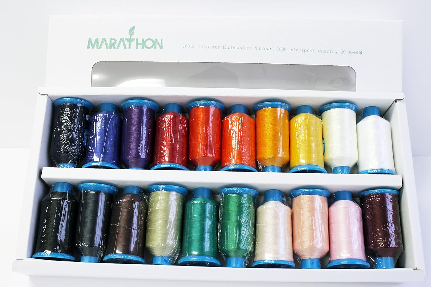 Amazon.com: Marathon Polyester Embroidery Thread - 20 Basic Colors ...