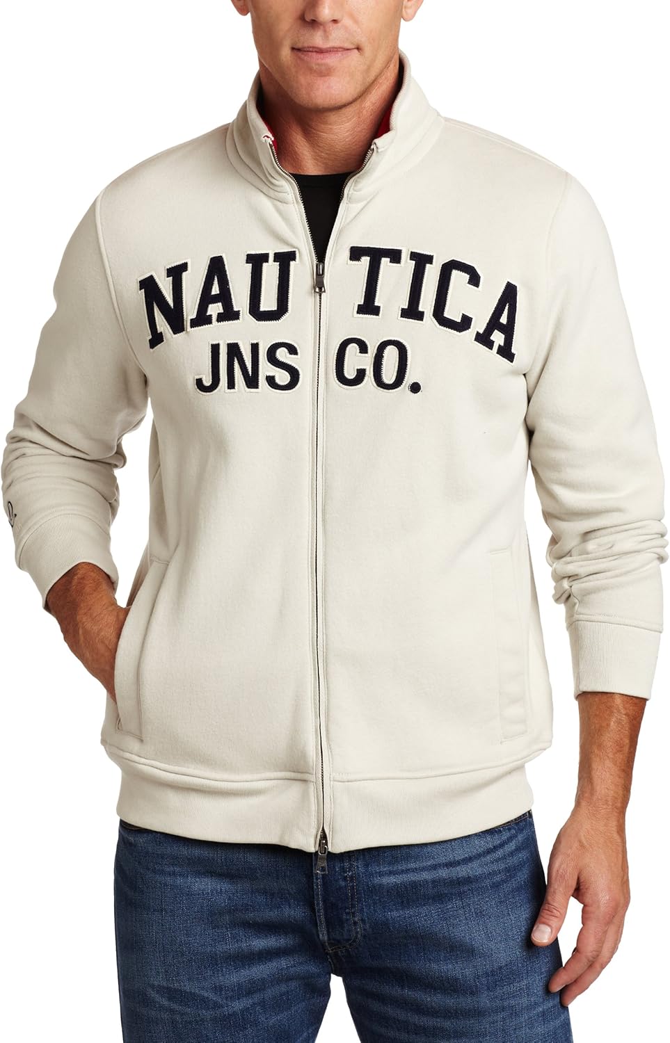 Nautica Jeans Men's CVC Track Jacket, Nautica Stone, Medium at Amazon ...