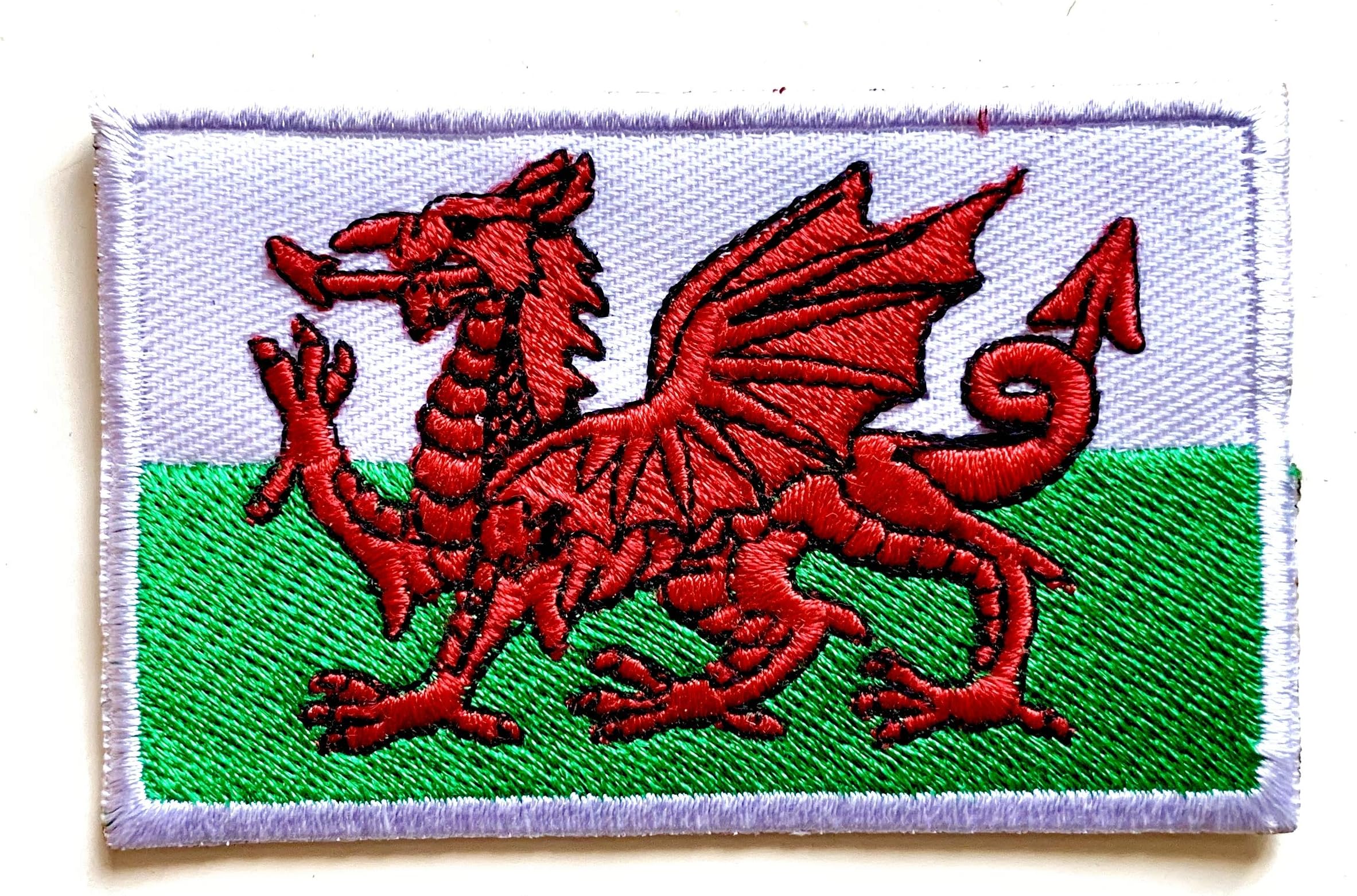 EmbTao Wales Flag Patch Embroidered Welsh Applique Iron On Sew On Emblem : Amazon.co.uk: Home ...