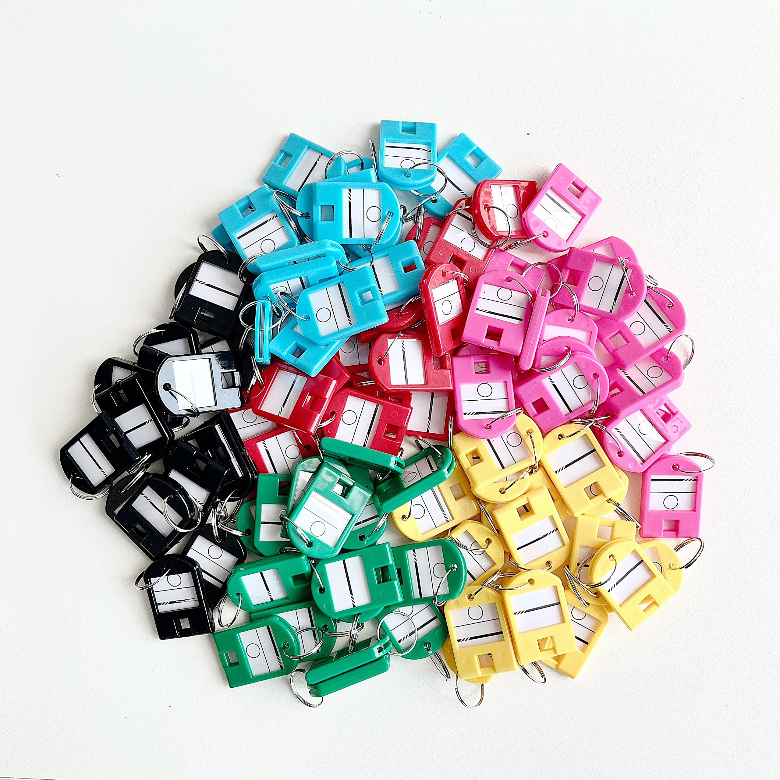 Amazon.com : 96pcs Plastic Key Tags with Metal Ring, Double-Sided ...