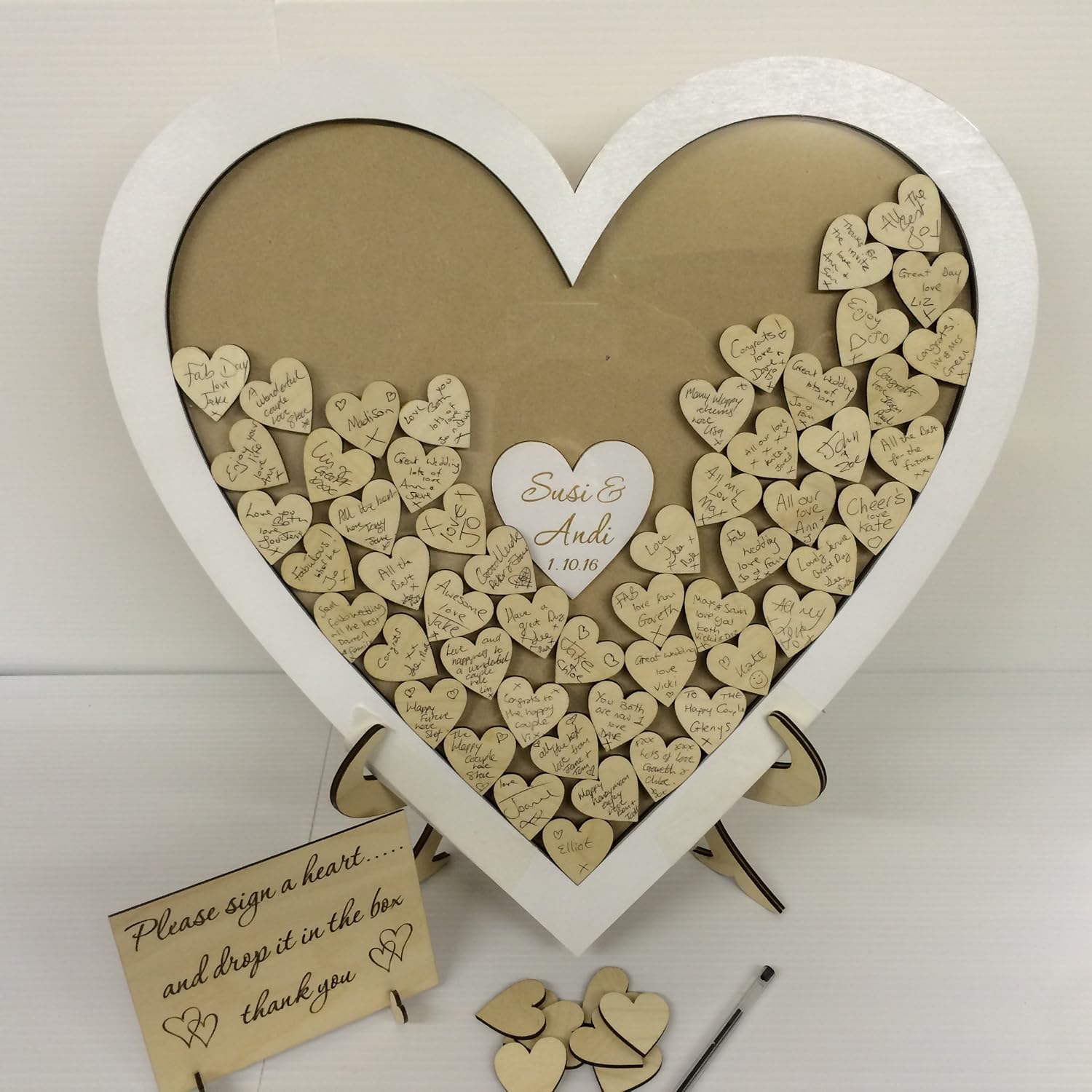 FSSS Ltd Personalised white wedding heart shaped guest book drop box ...