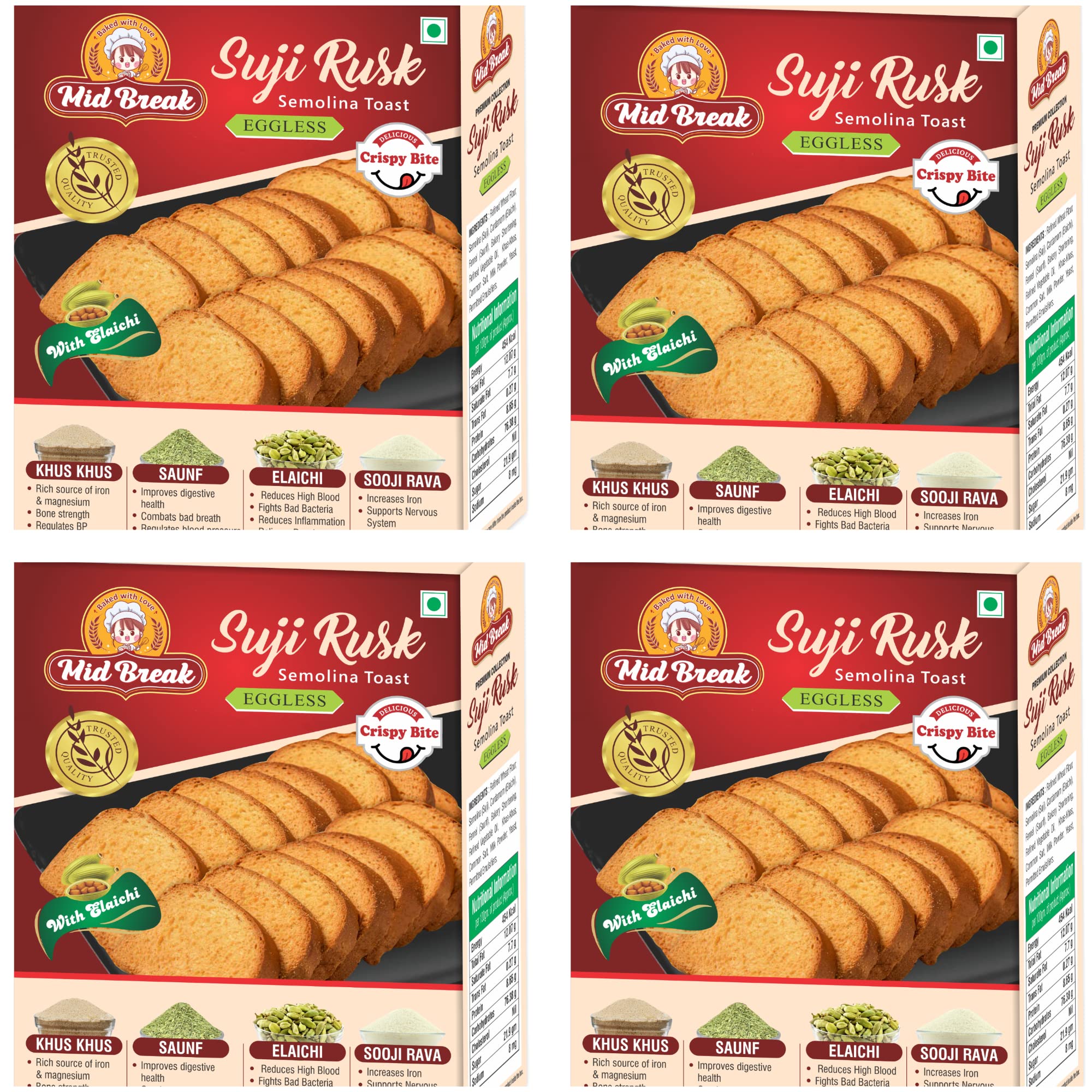 Mid Break - Suji Rusks| Saunf Rusk | Cardamom Rusks | 3 In 1 Rusks ...