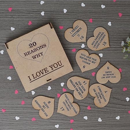 Buy PureCraft Wooden Medium Heart Shaped Love Message Box | 20 Reasons ...