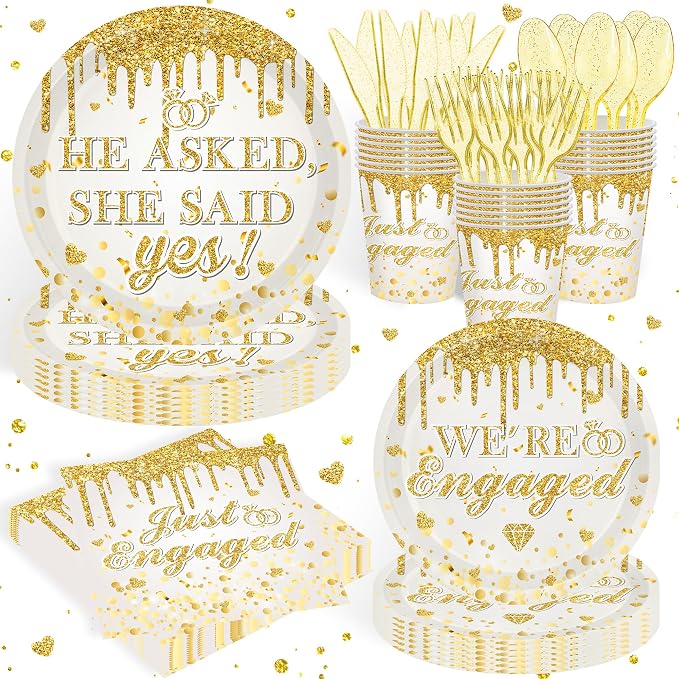 Amazon.com: 140Pcs Engagement Party Decorations He Asked She Said Yes ...