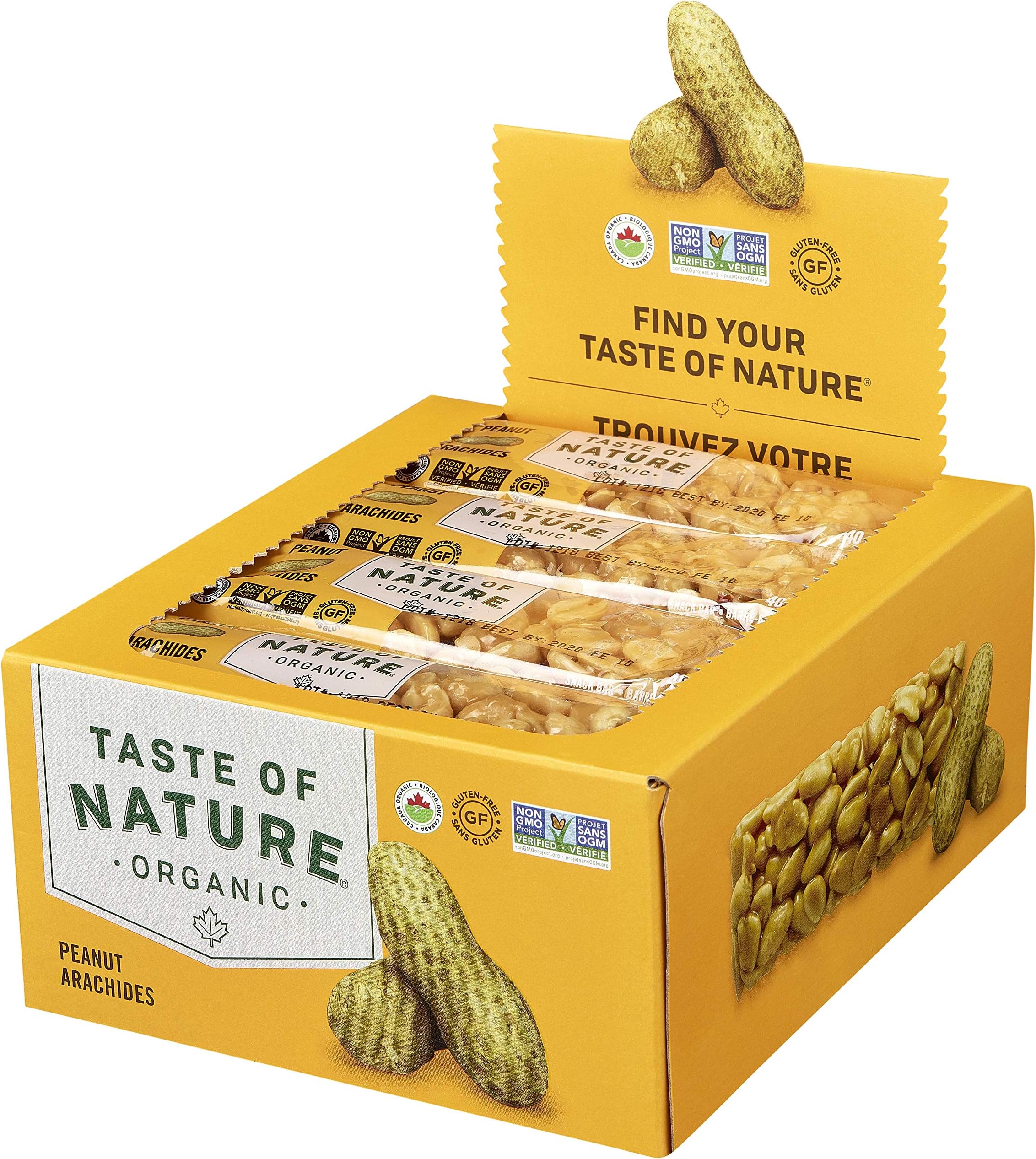 Amazon.com : Taste of Nature Organic Peanut Snack Bar - Healthy, Gluten ...