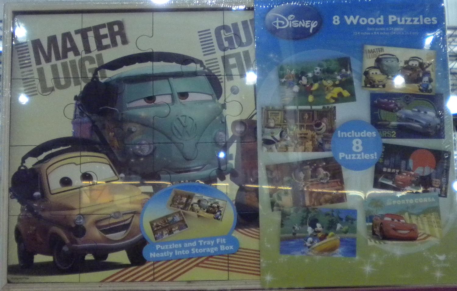 Amazon.com: Disney 8 Pack Wood Puzzles - Puzzles and Tray Fit Neatly ...