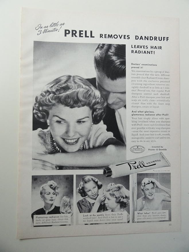 Amazon.com: Prell Shampoo, 1949 Illustration, Print Ad.(3 minutes ...