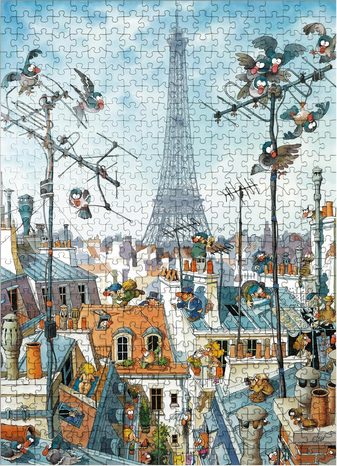 Amazon.com: MyPuzzle Eiffel Tower - Jean-Jacques Loup - Cartoon ...