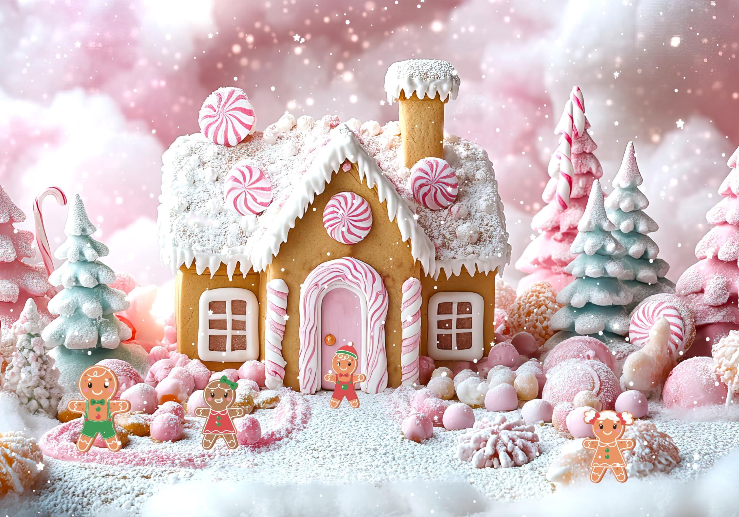 Amazon.com : Christmas Gingerbread House Backdrop, 15 x 10 ft Pink ...