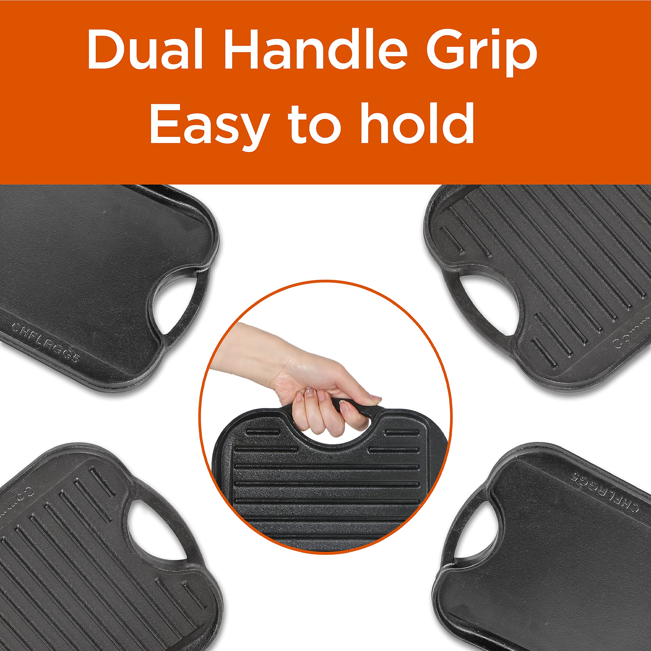 Snapklik.com : Commercial CHEF Cast Iron Griddle, Reversible Grill Griddle