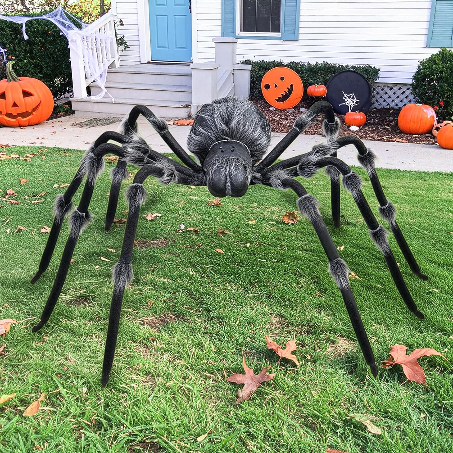Amazon.com: AerWo 4 FT Giant Spider Halloween Decorations Outdoor, Gray ...