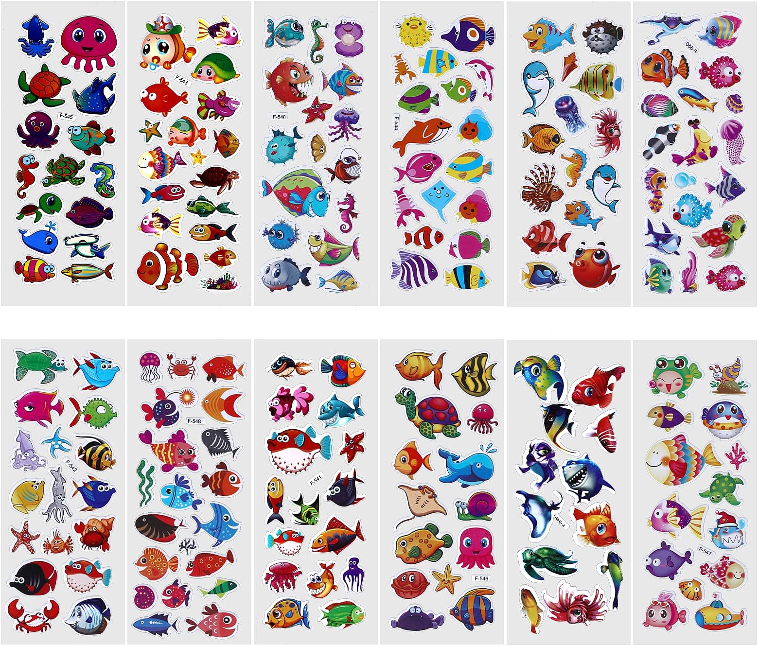 cobee 3D Sea Animals Stickers for Kids, 12 Sheets Puffy Stickers Sea ...