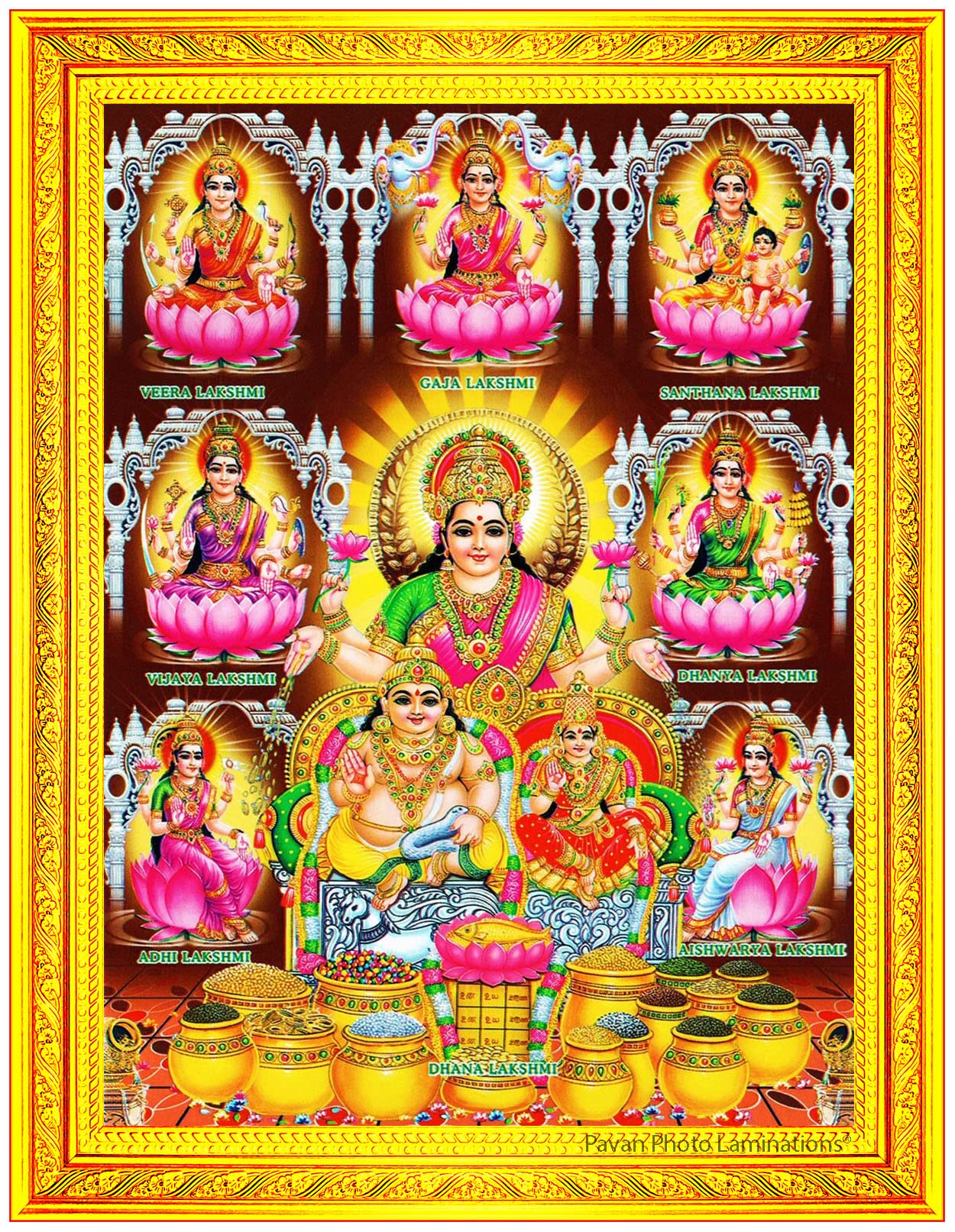 Buy Pavan Photo Laminations, Lord Kuber Goddess Ashtalakshmi Ashtalaxmi ...