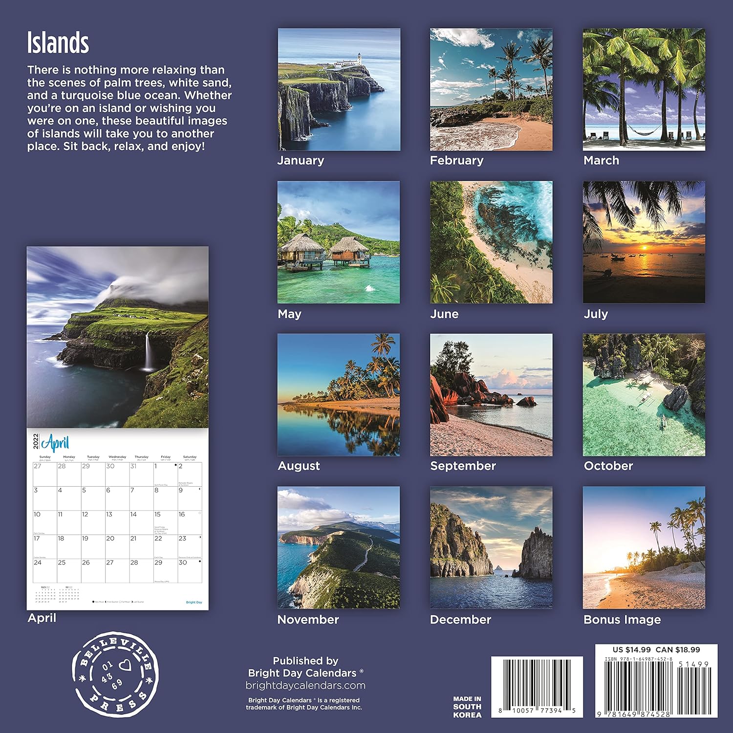 2022 Islands Wall Calendar, 12 x 12 Inch, Beautiful Tropical ...