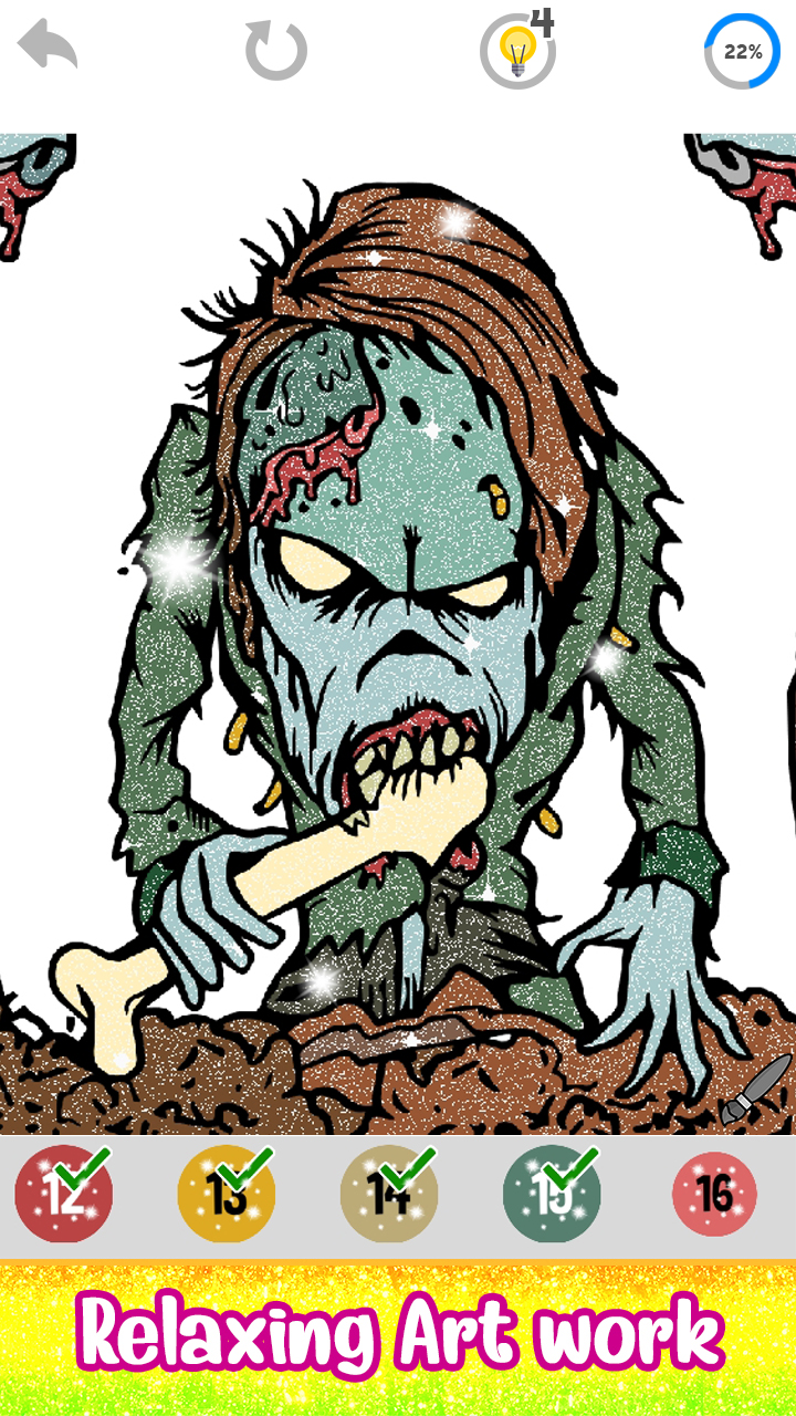 Zombies Color by Number Book - Grownups Paint + Glitter + Crayon + Oil ...