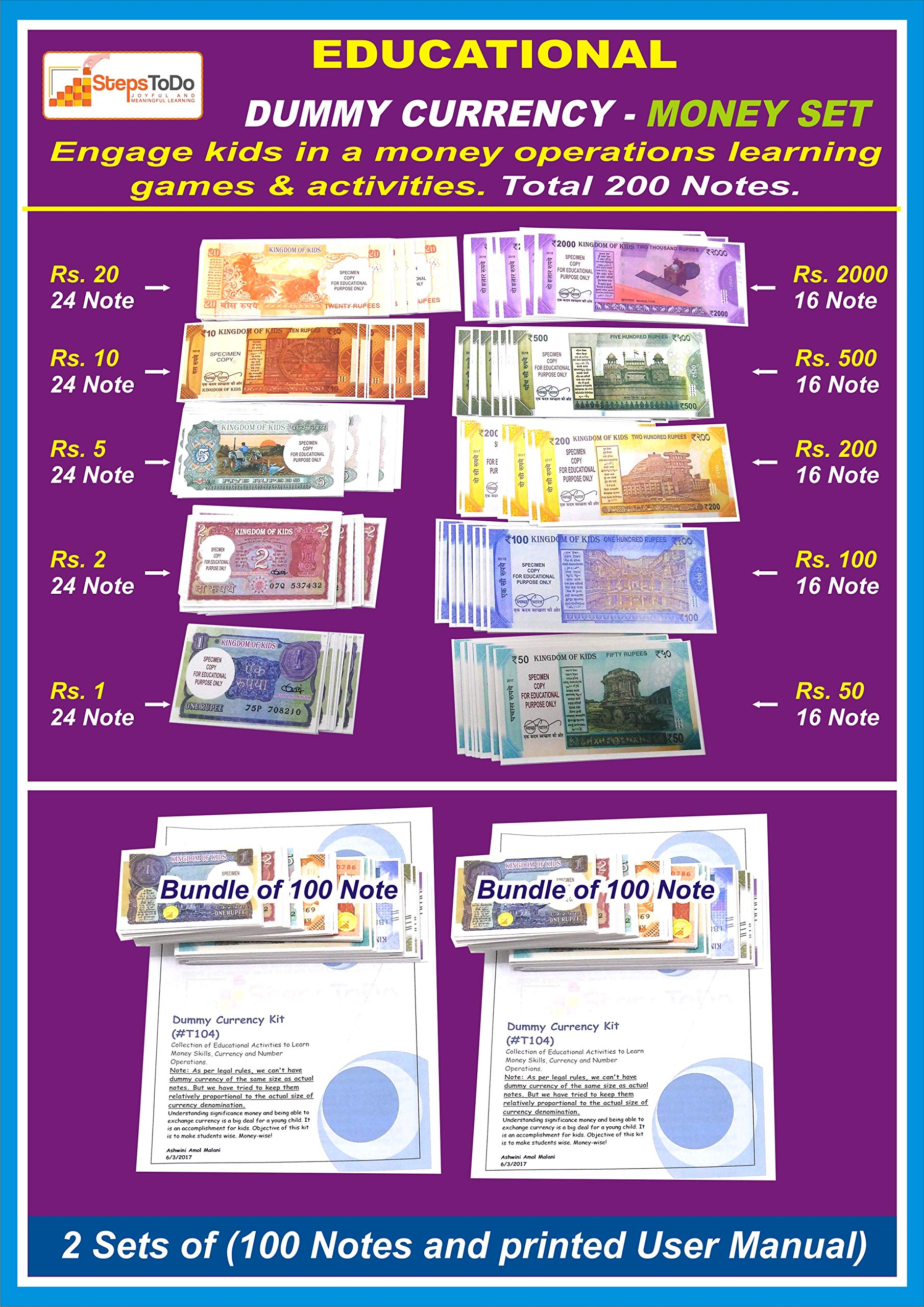 Buy StepsToDo with Device Dummy Currency Kit Total 200 Notes With Activity Manual Soft Buy StepsToDo with Device Dummy Currency Kit Total 200 Notes With Activity Manual Soft