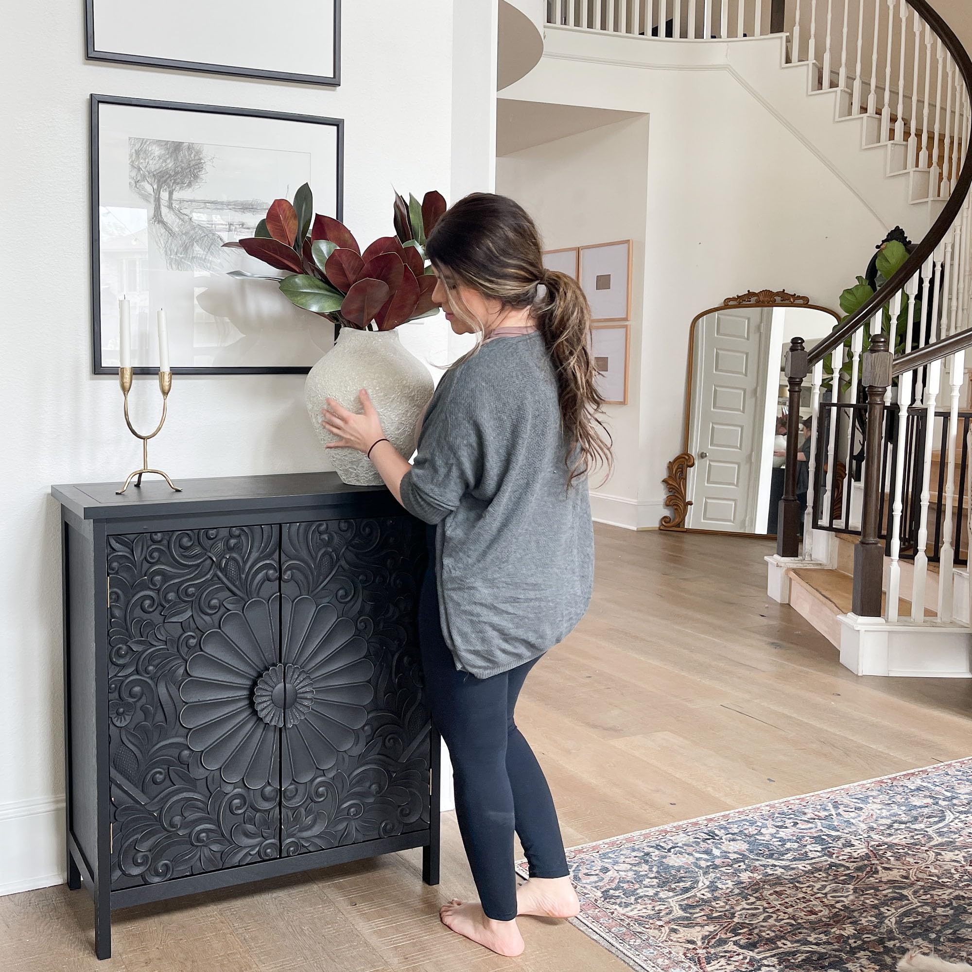 PHI VILLA Black Accent Cabinet - Accent Storage Cabinet Small Accent ...