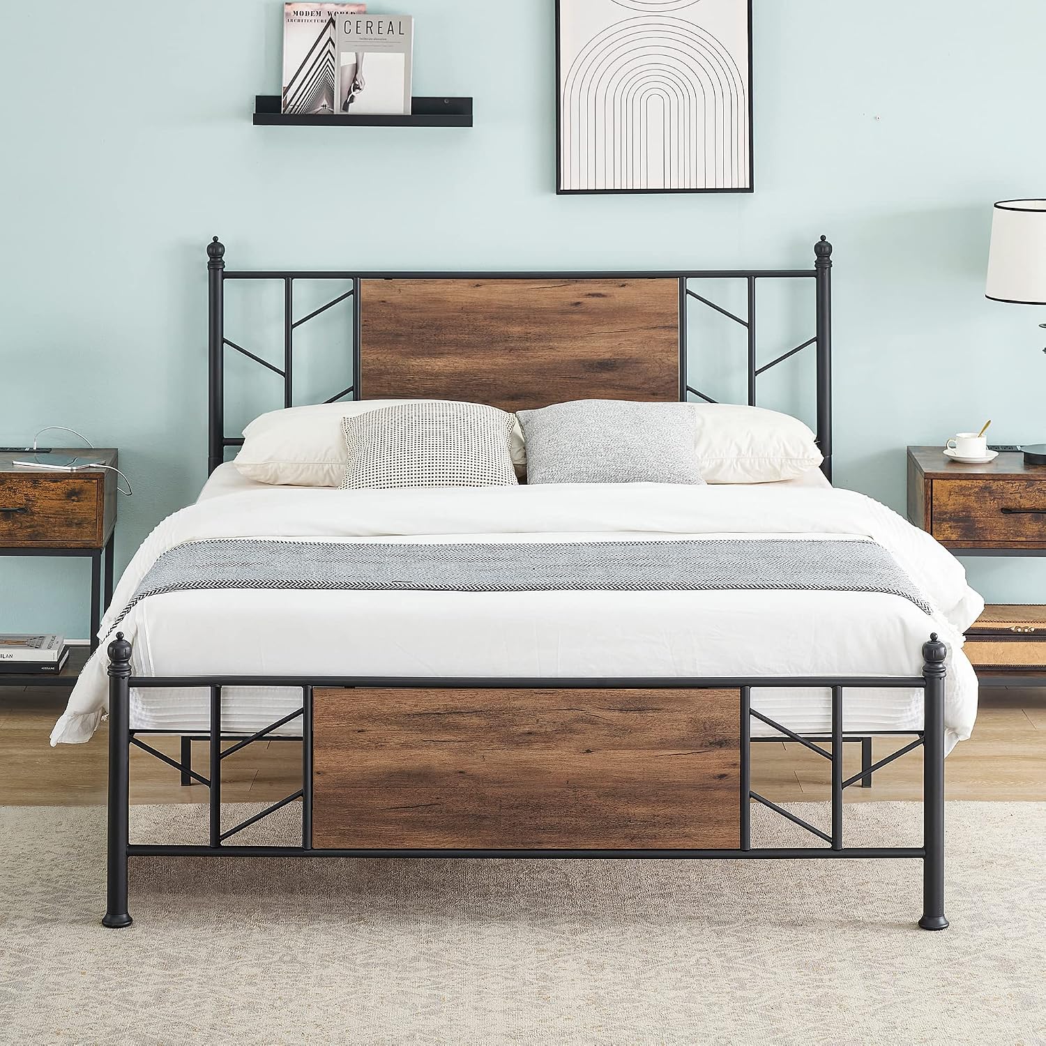 Amazon.com: Fancihabor Full Size Bed Frame Metal Platform Mattress ...
