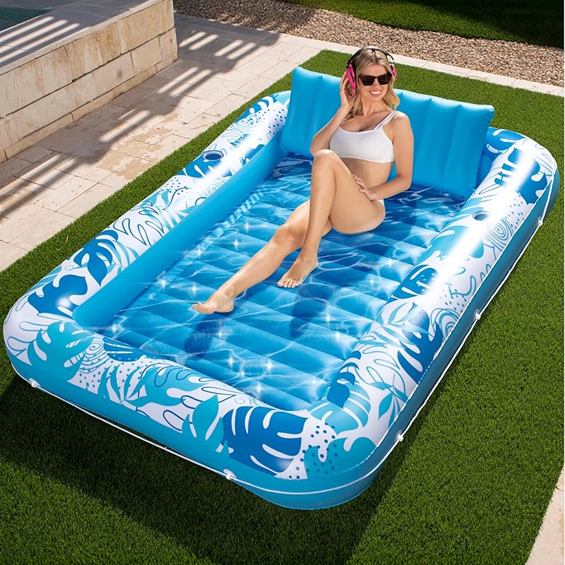 SLOOSH Inflatable Tanning Pool Lounger Float, 85" x 57" Extra Large ...