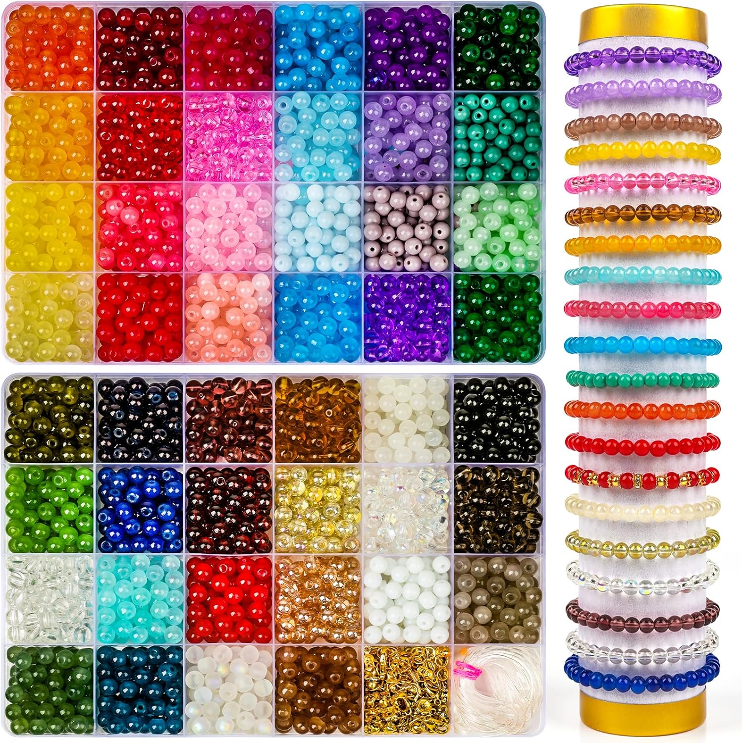 Amazon.com: XSEINO 2500 Pieces 6mm Round Glass Beads for Jewelry Making ...