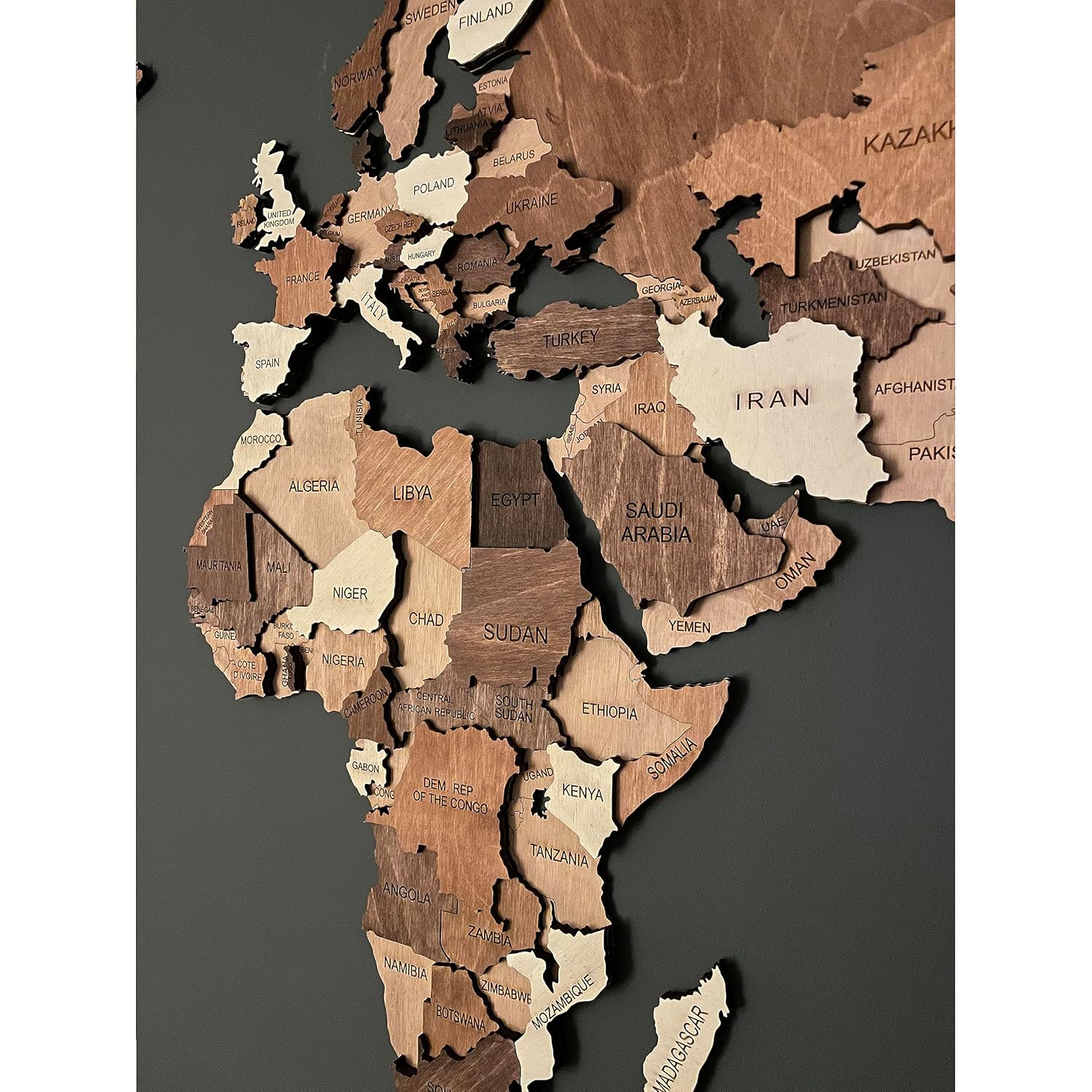 Wooden World Map, Wood Map, Wall Art Decor, Map of the World, 3D World ...