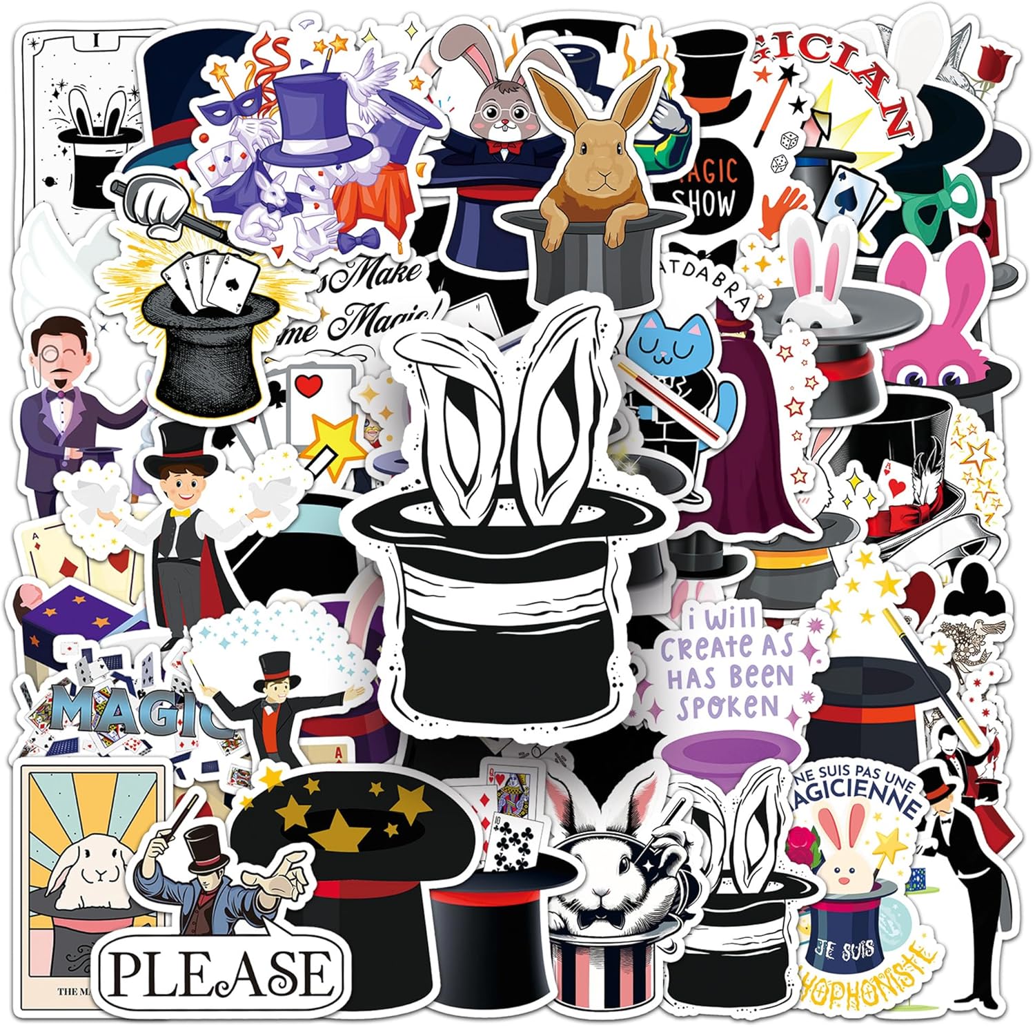 Magic Stickers, 50PCs Magician Conjuring Vinyl Decals for Laptop, Hydro ...